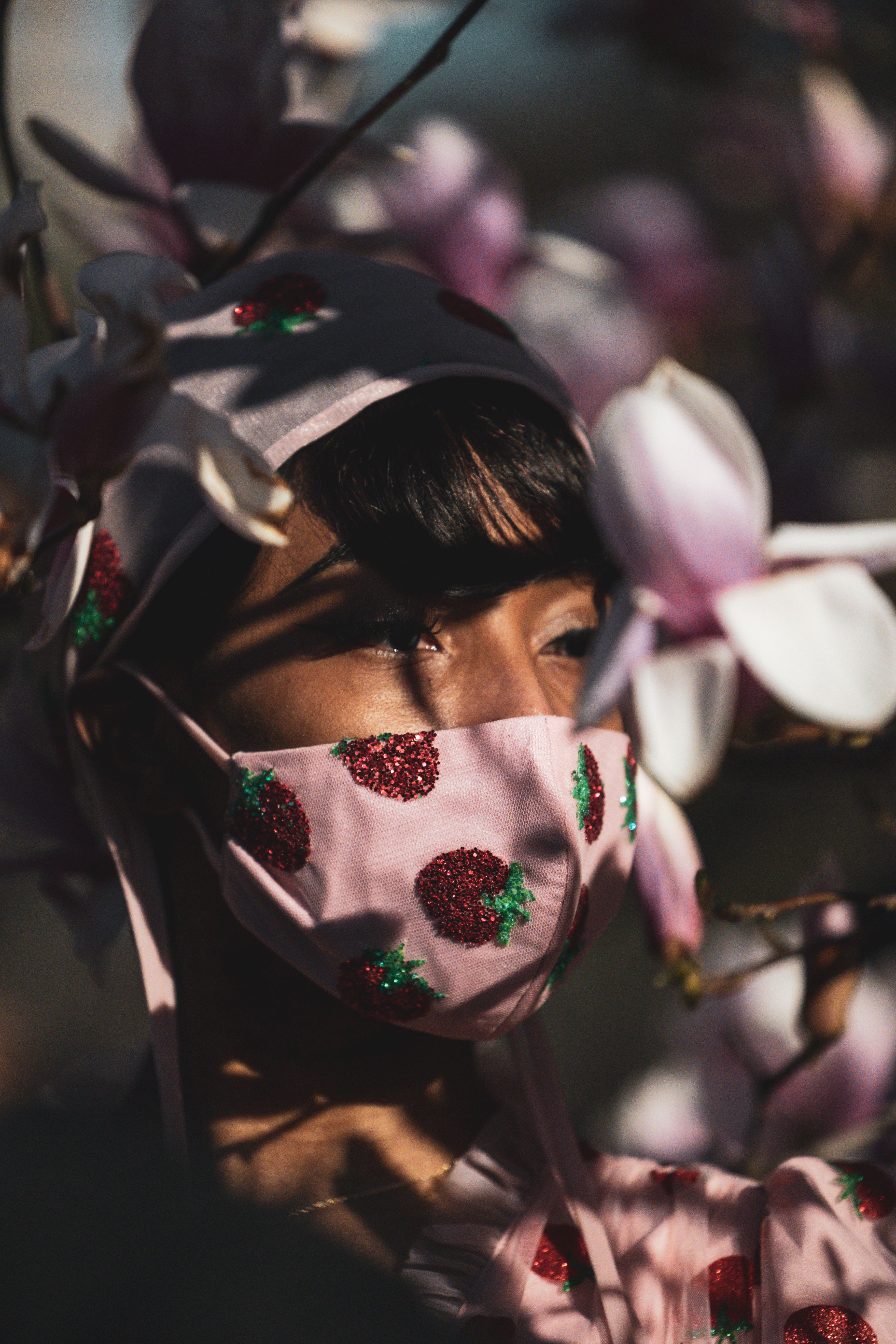 Woman in Mask with Fruit · Free Stock Photo