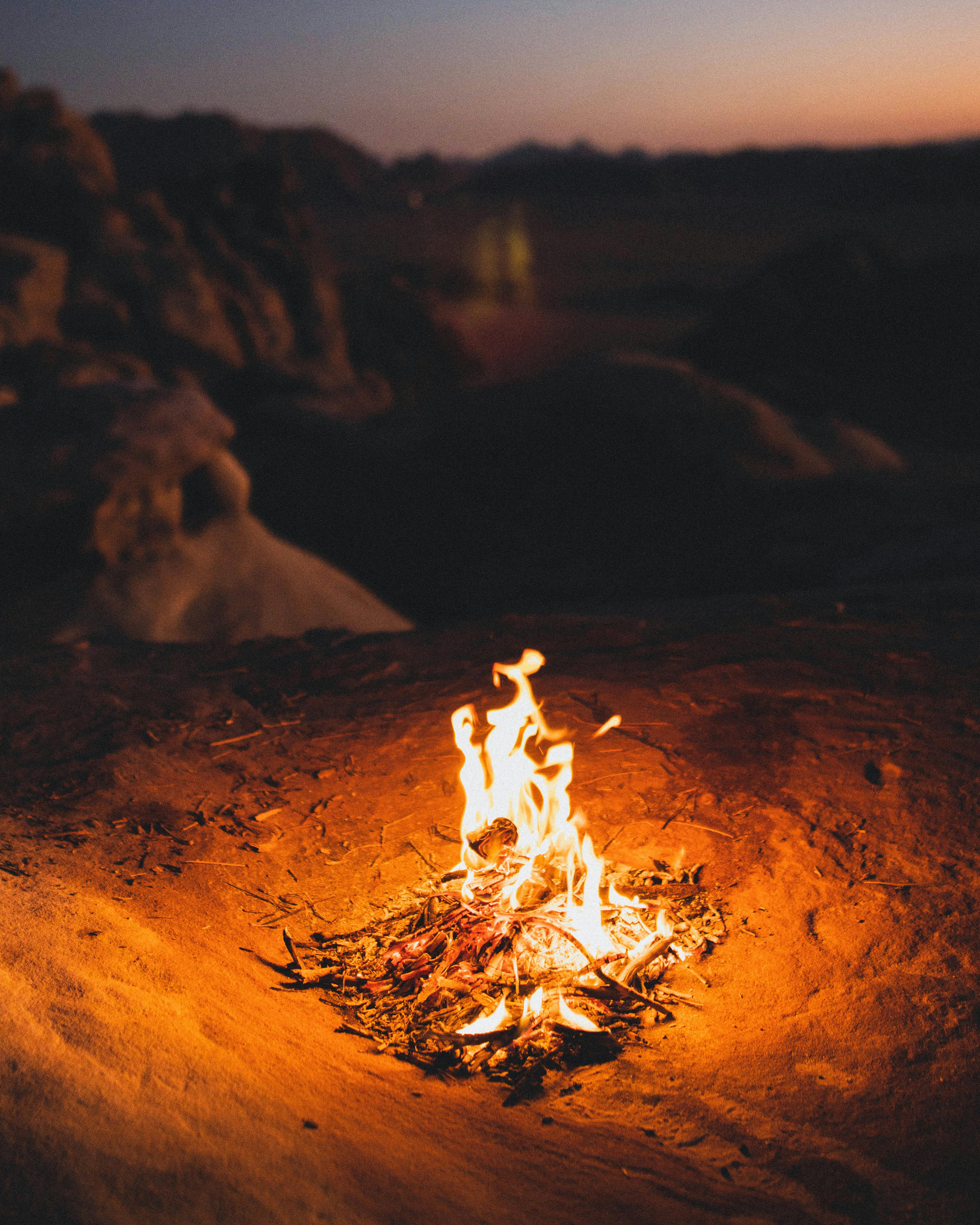 Bonfire on Desert at Dusk · Free Stock Photo