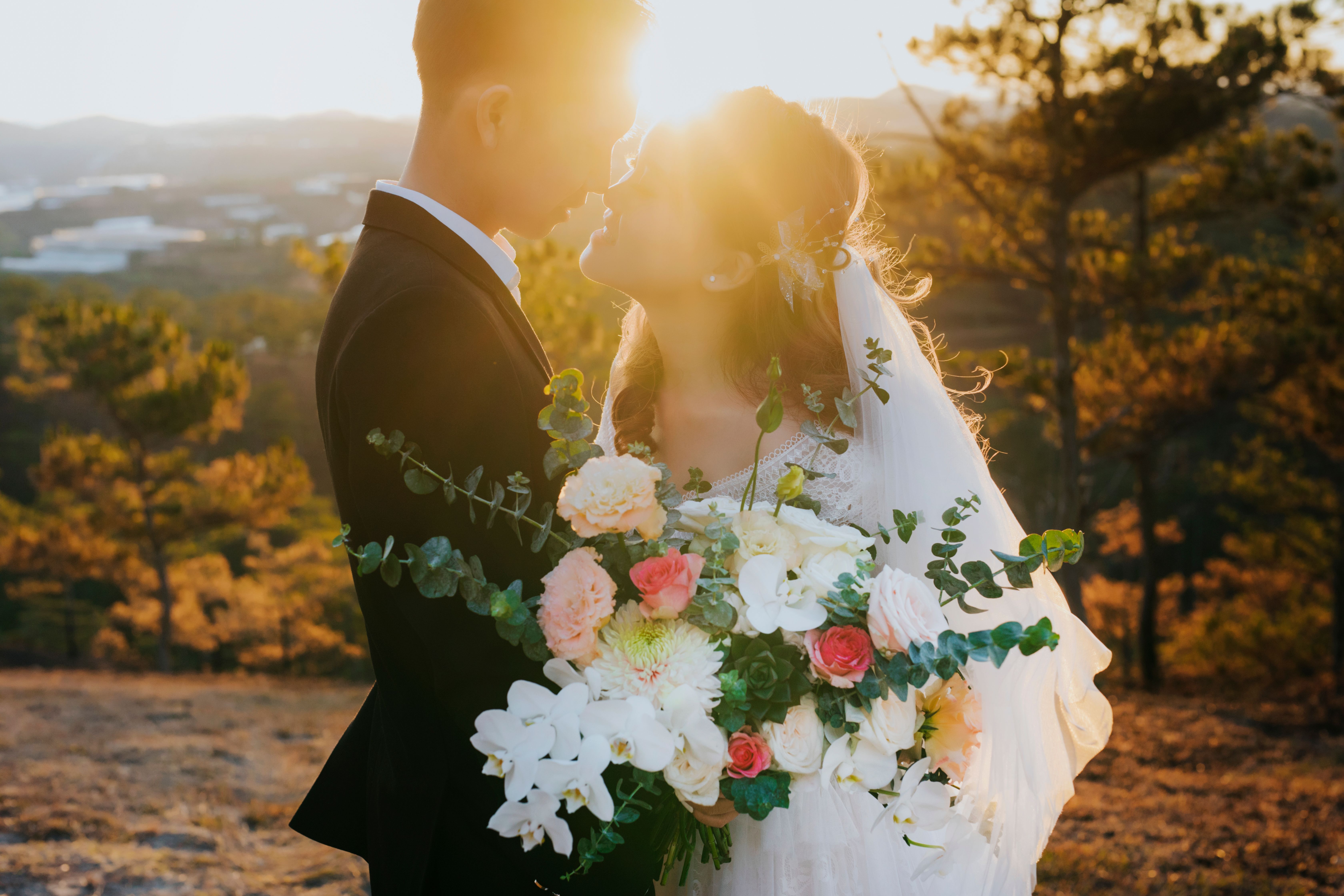 Sunlight over Newlyweds Together · Free Stock Photo