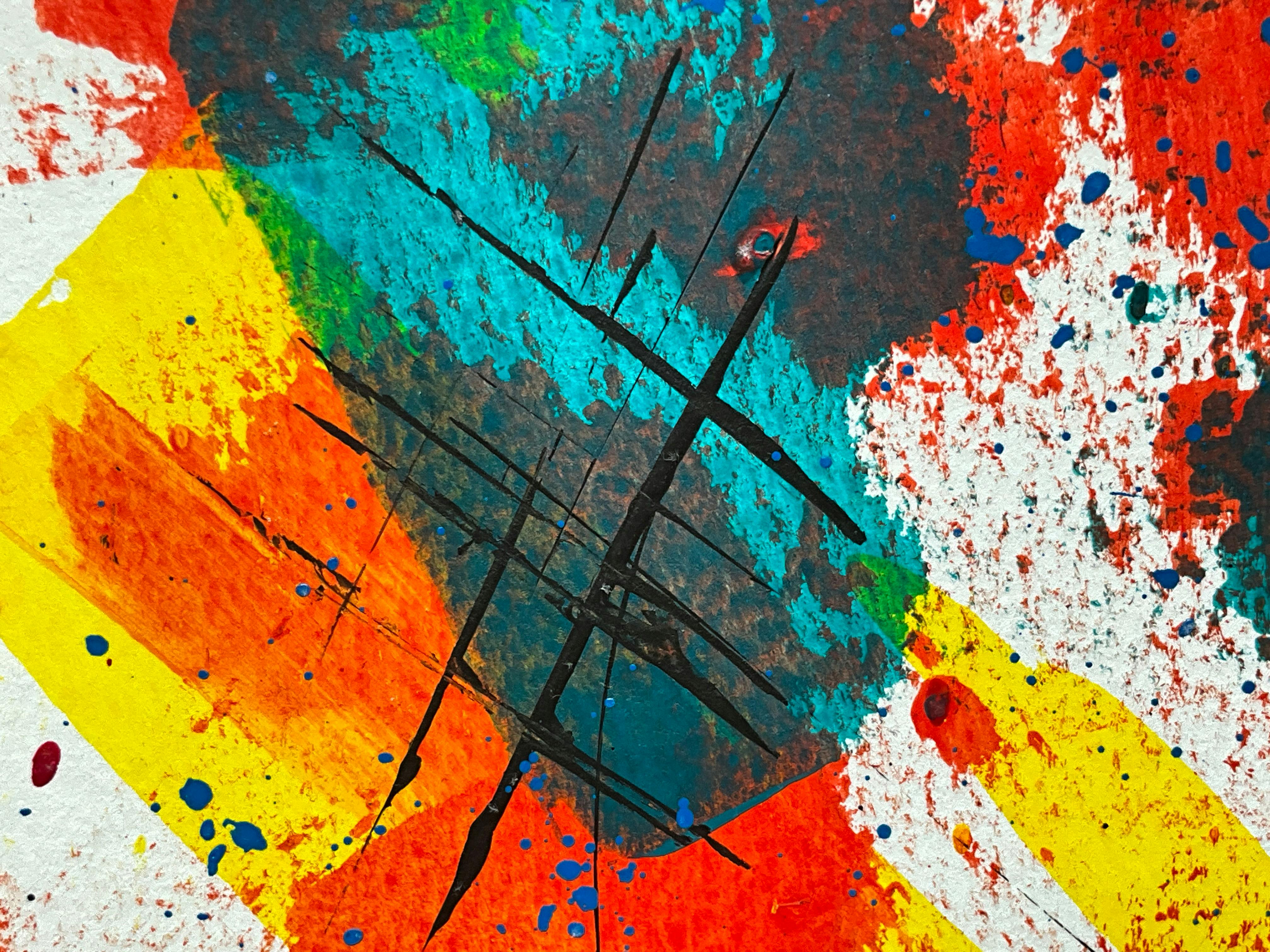 Abstract expressionist painting: Detail acrylic paint on paper · Free ...