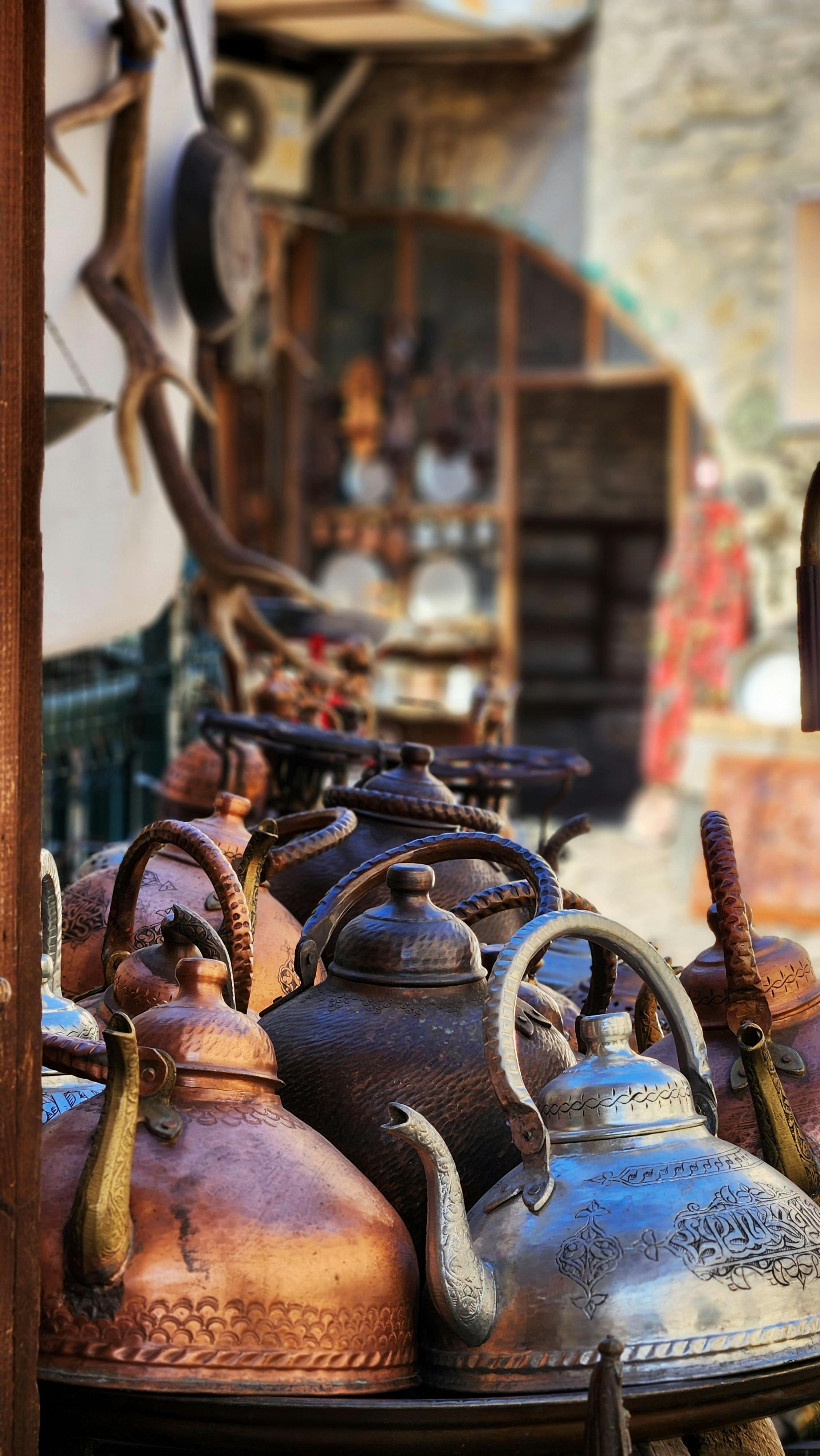Rustic Teapots in a Store · Free Stock Photo