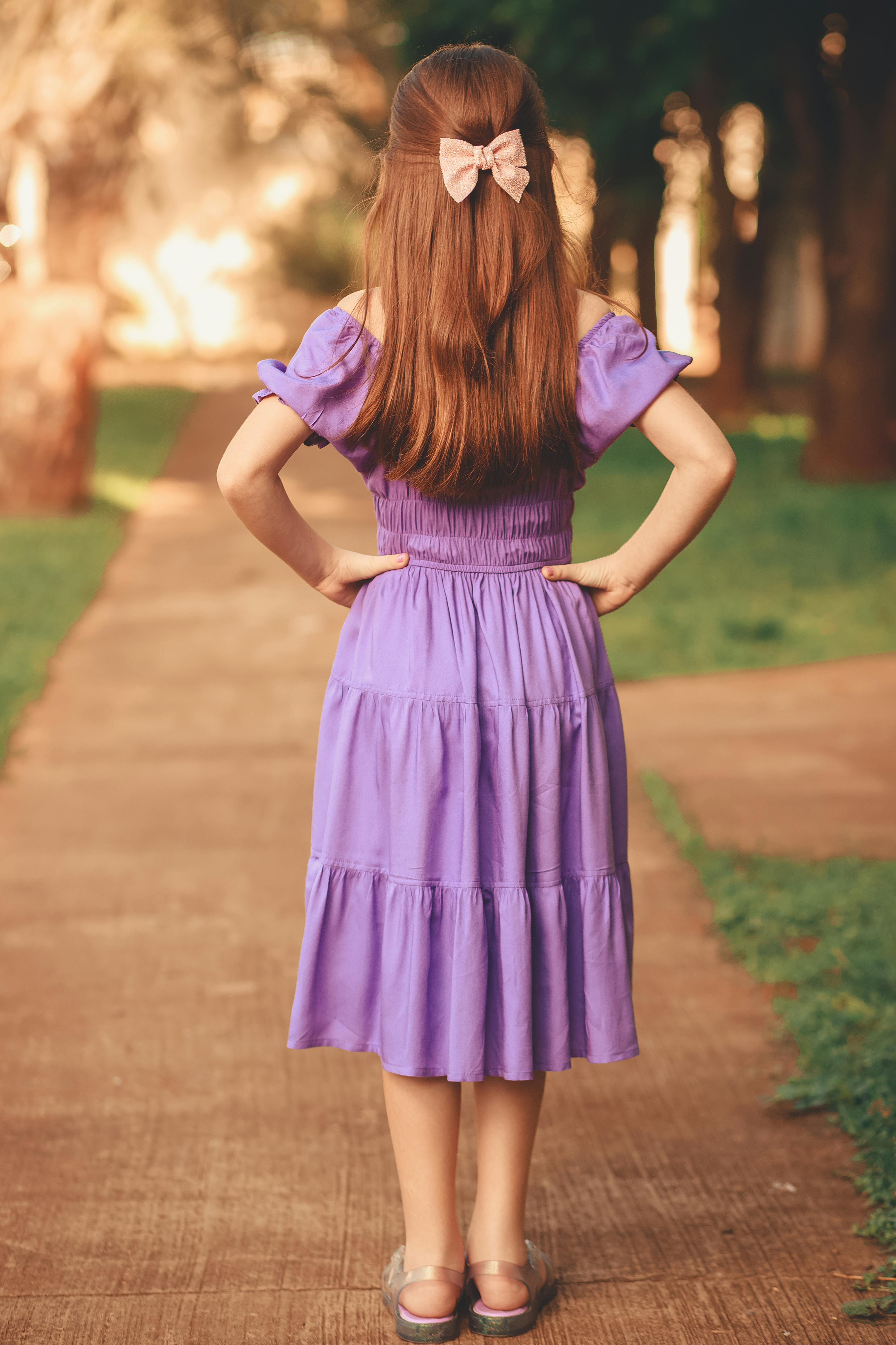 Back View of Girl in Purple Dress · Free Stock Photo