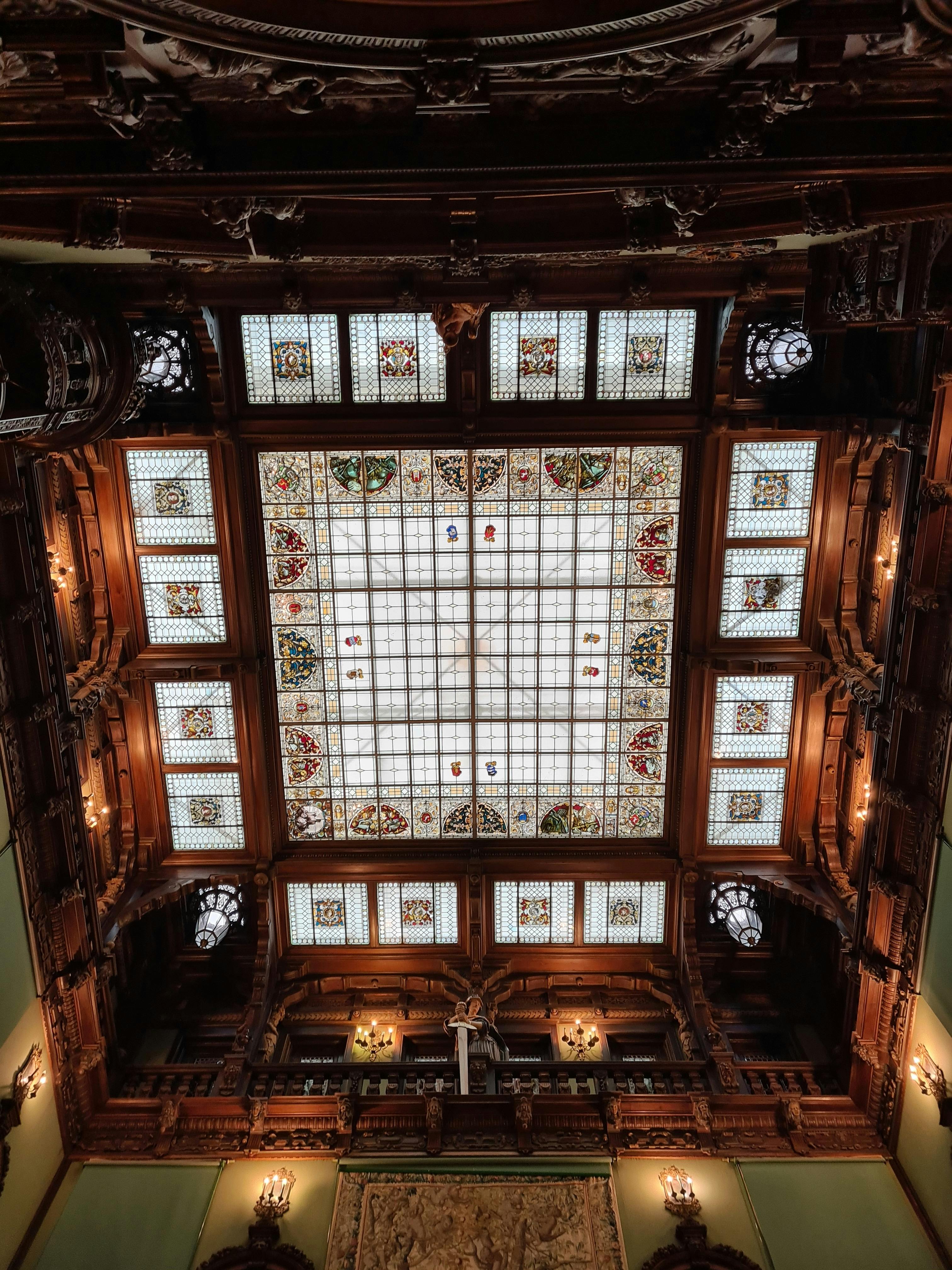 Stained Glass in the Skylight of Peles Castle in Romania · Free Stock Photo