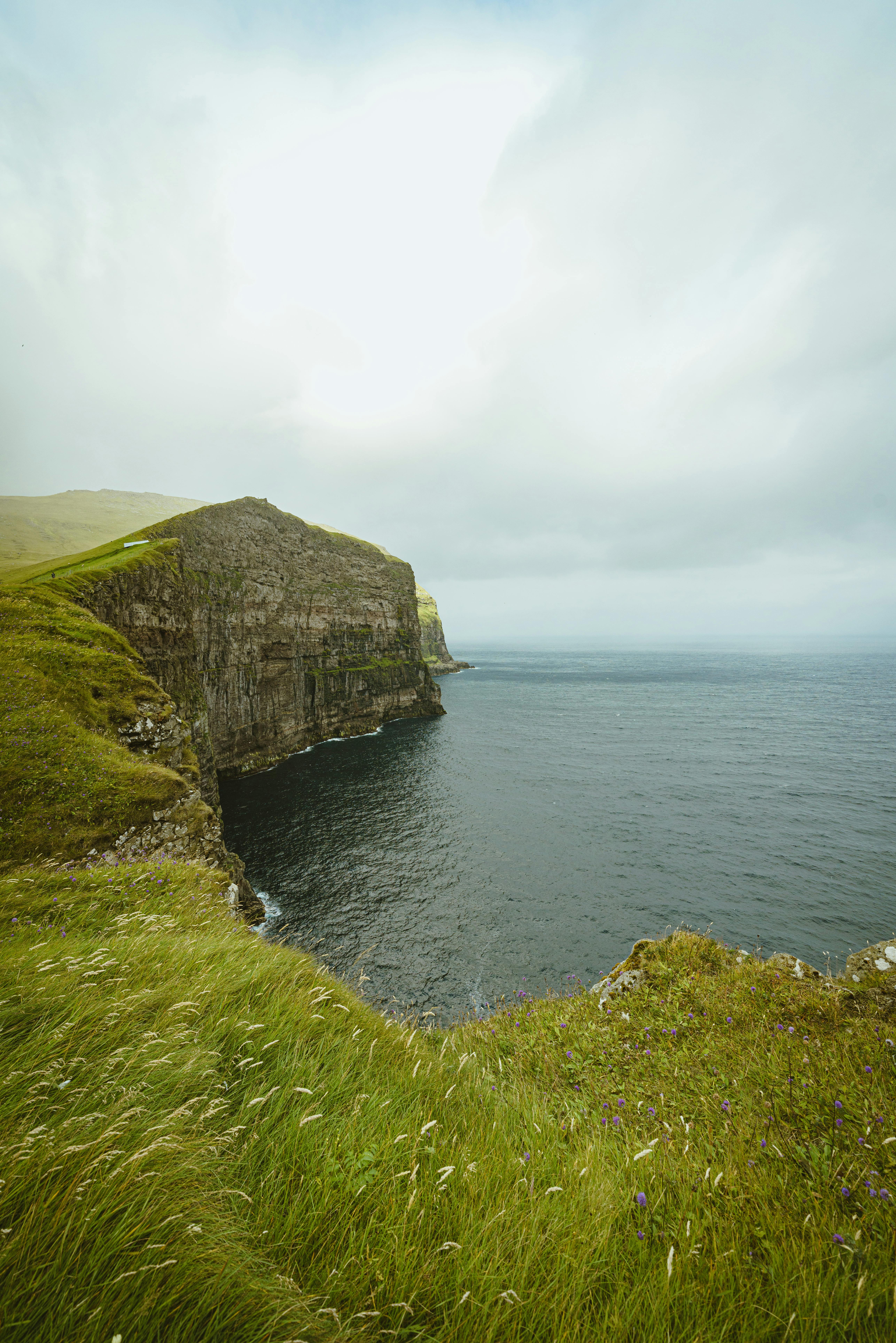 Overcast over Cliff on Sea Shore · Free Stock Photo