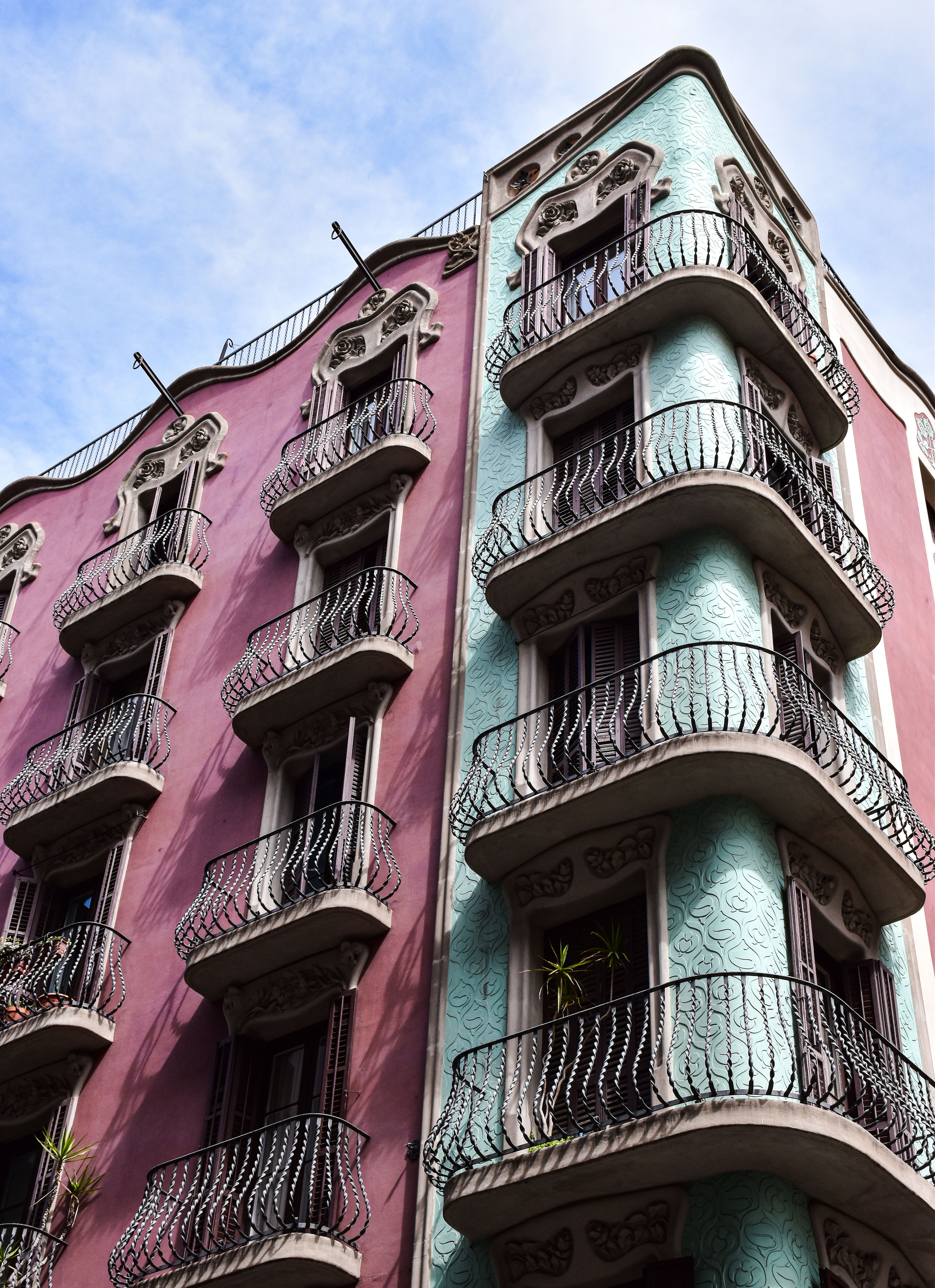 Corner of Building with Balconies in Barcelona · Free Stock Photo