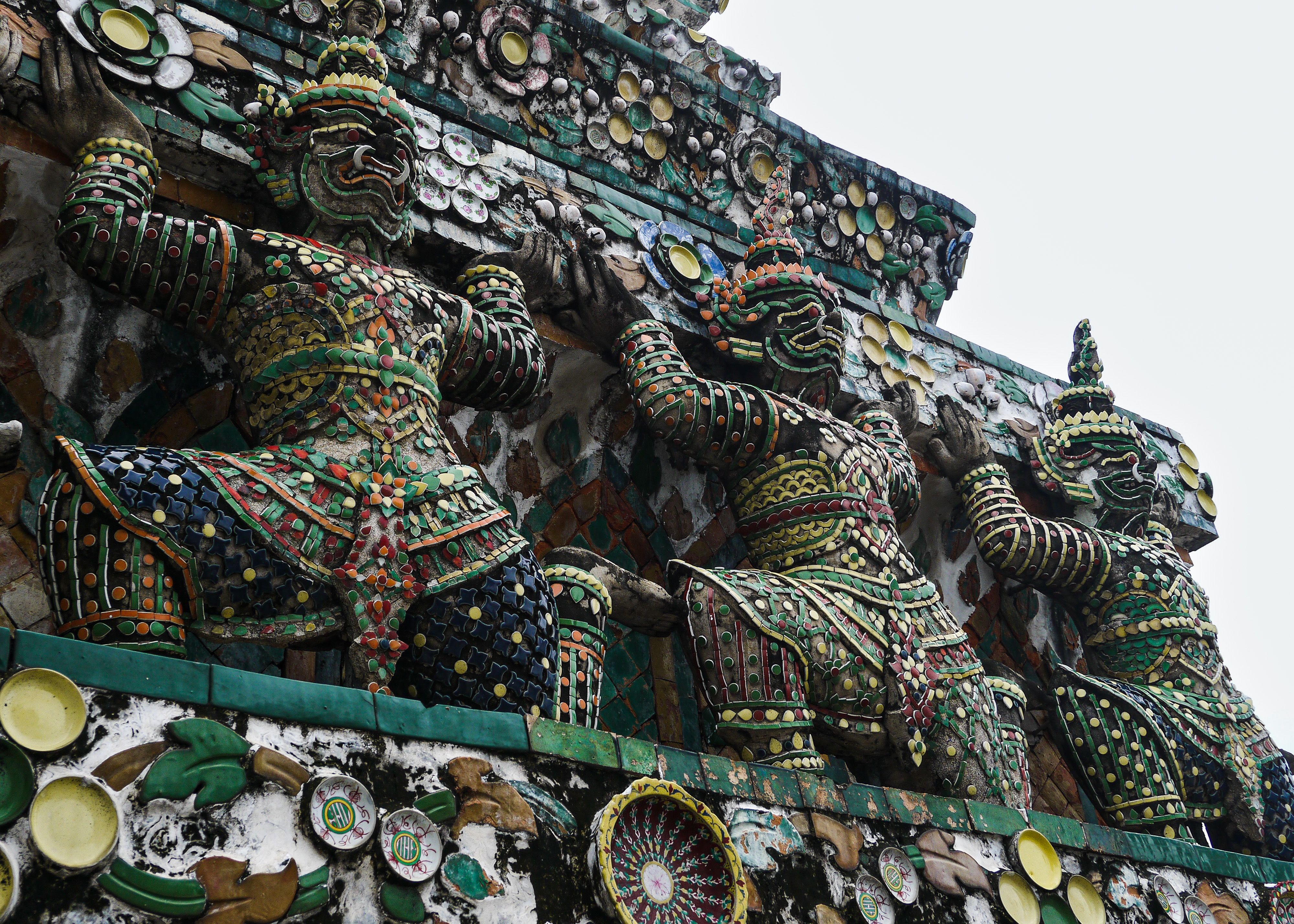Ornamented Statues on Temple Wall · Free Stock Photo