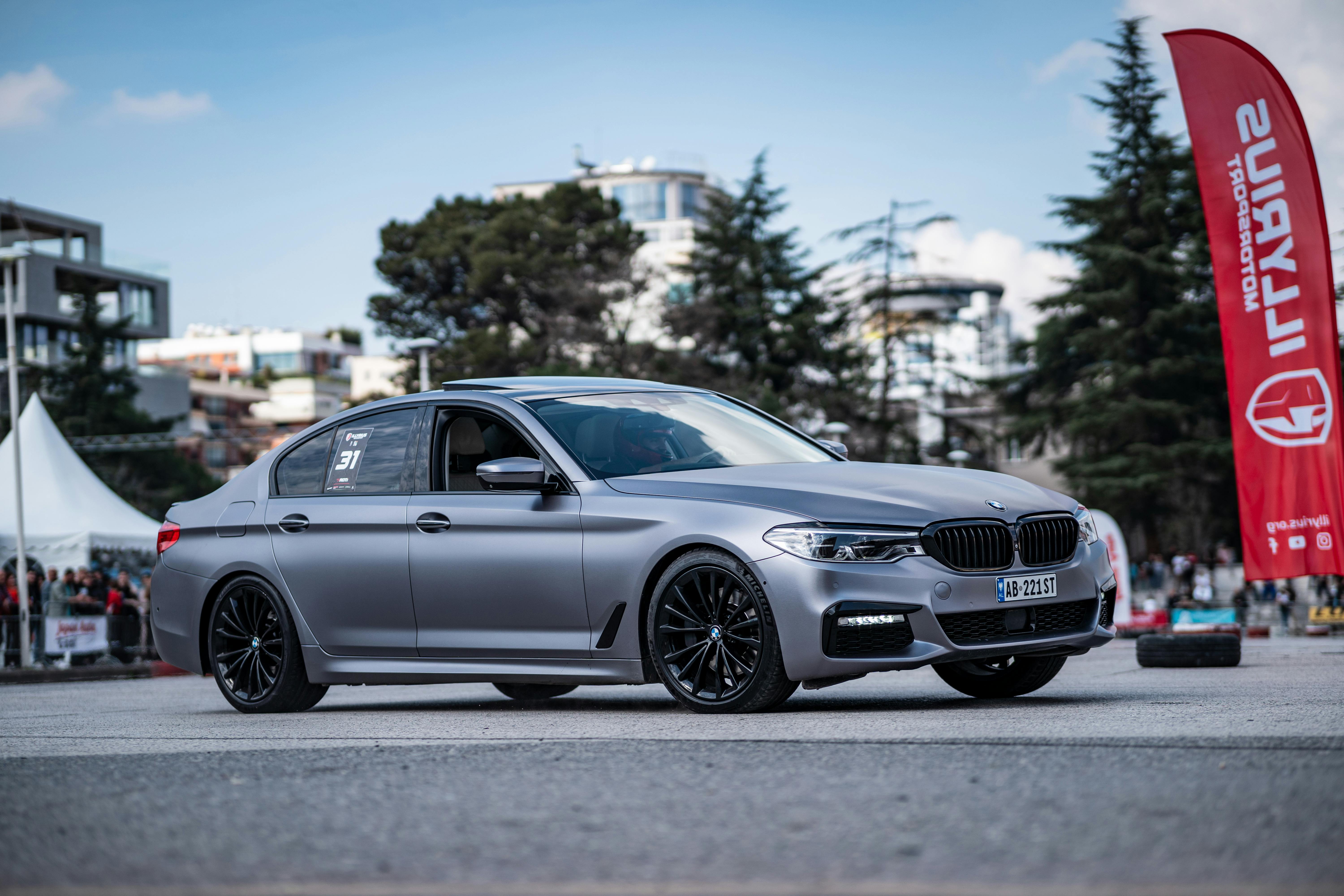 A Silver BMW on the Road · Free Stock Photo