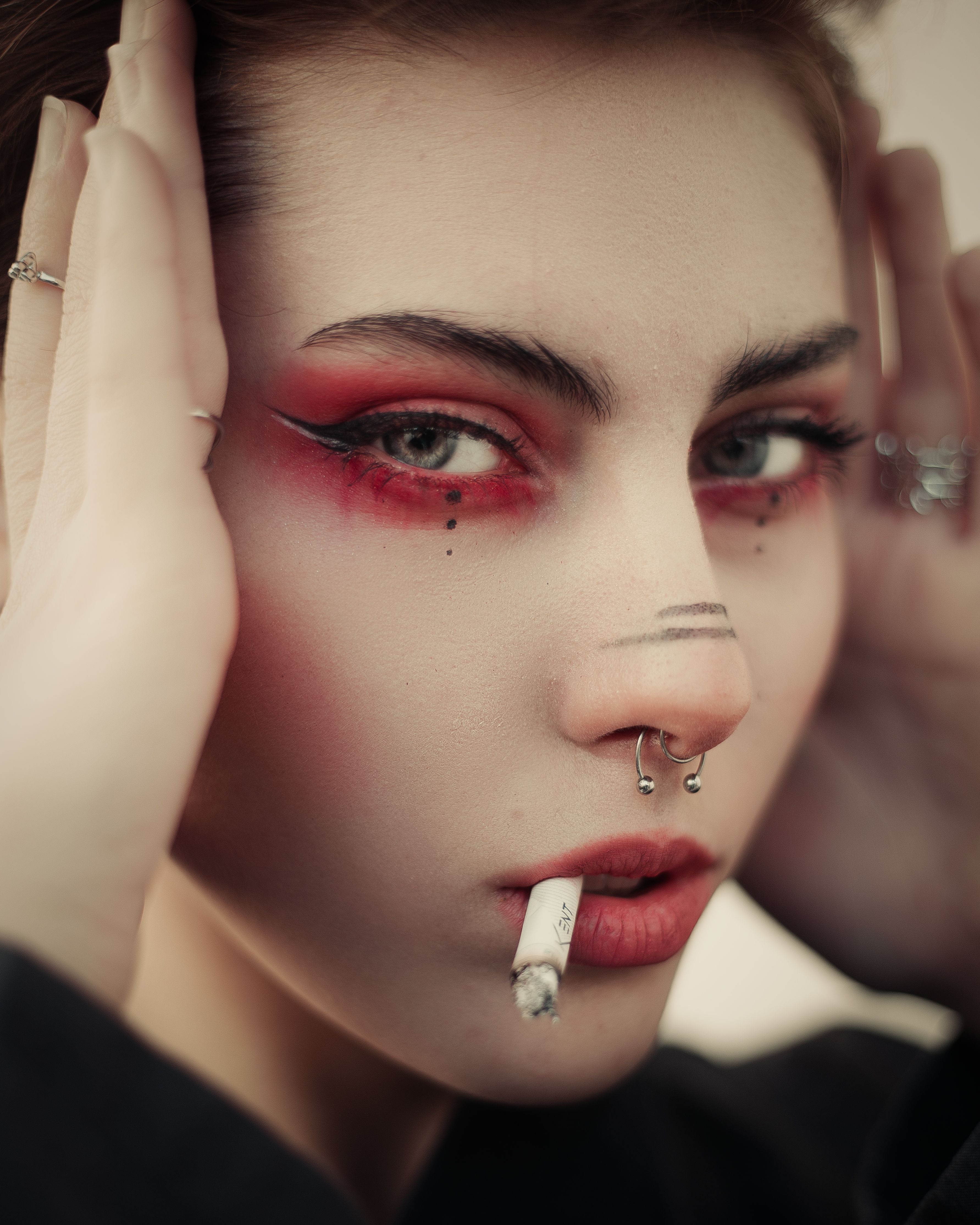 Smoking Model with Glamour Makeup · Free Stock Photo