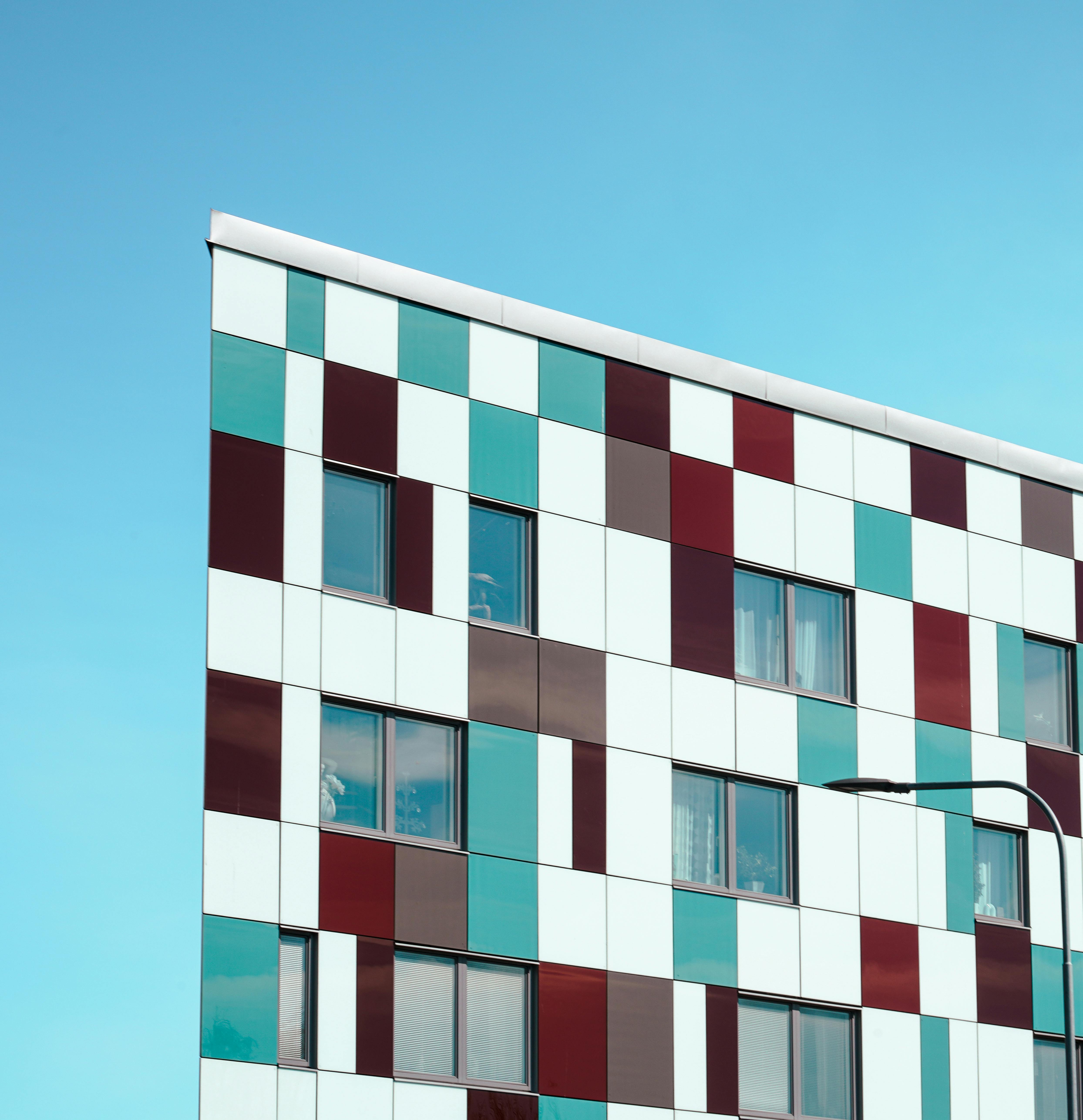 Close-up of a Colorful Facade with a Geometric Pattern · Free Stock Photo
