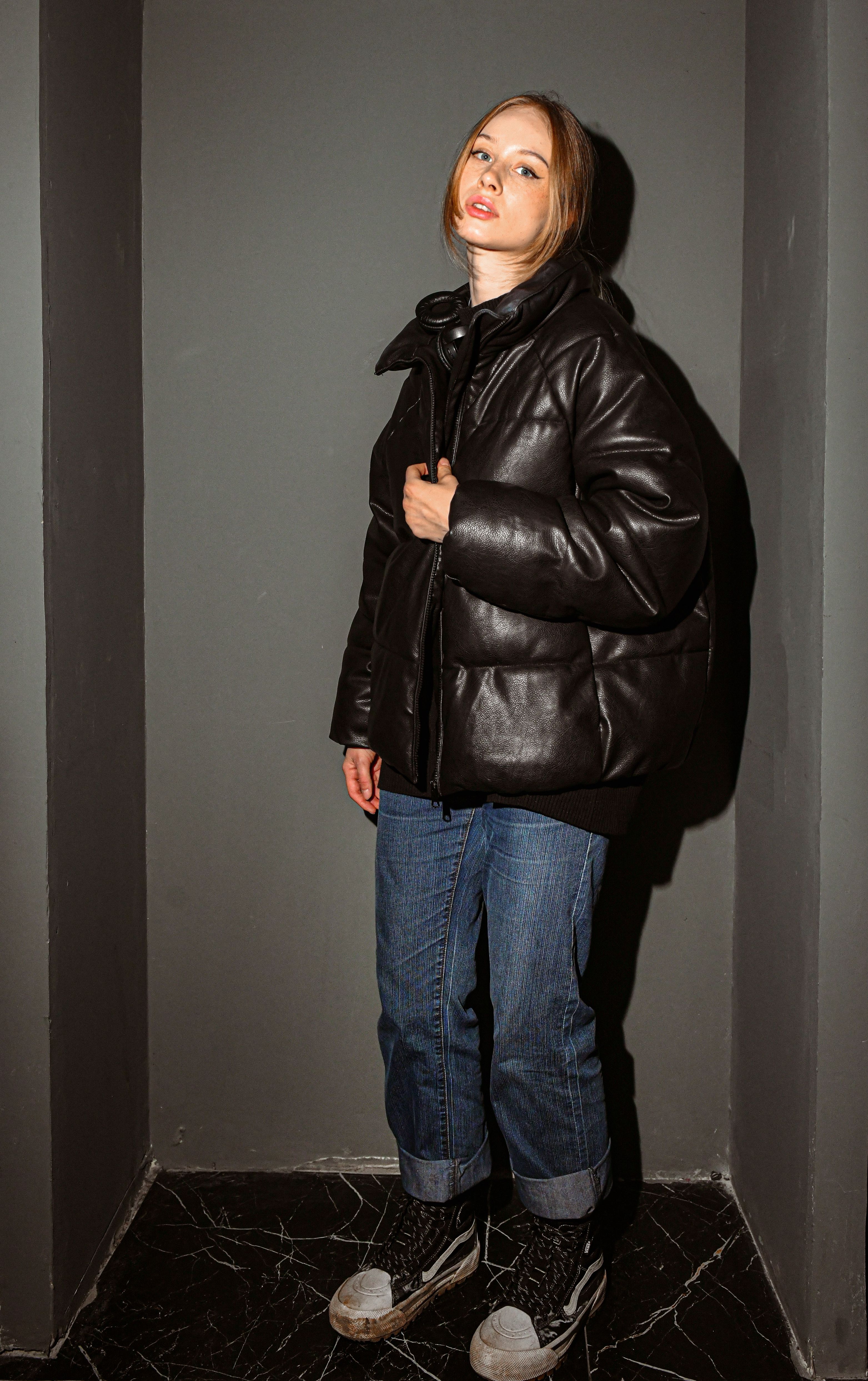Woman Posing in Black Jacket · Free Stock Photo