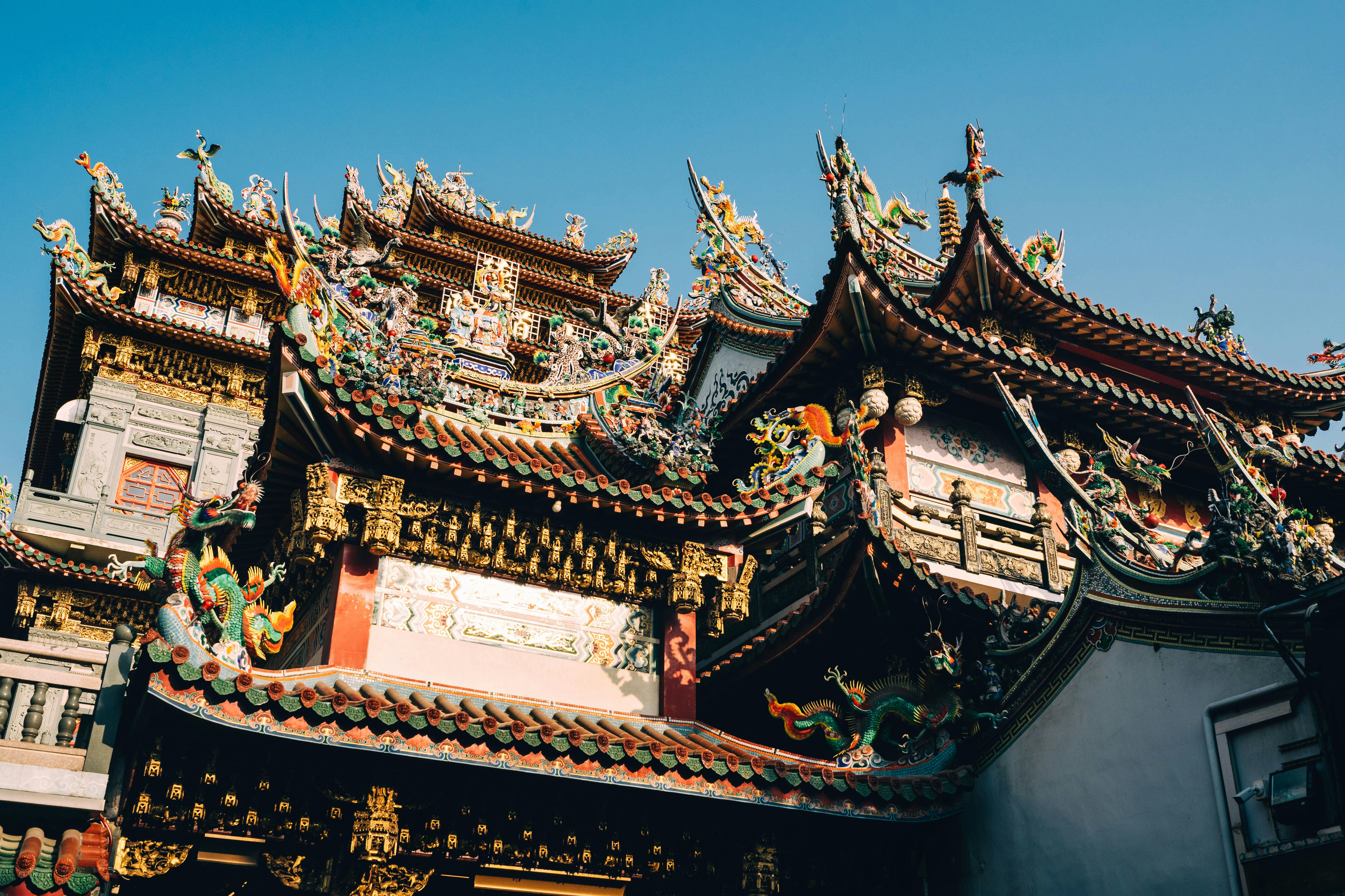 Close up of Ornamented Buddhist Temple Wall · Free Stock Photo