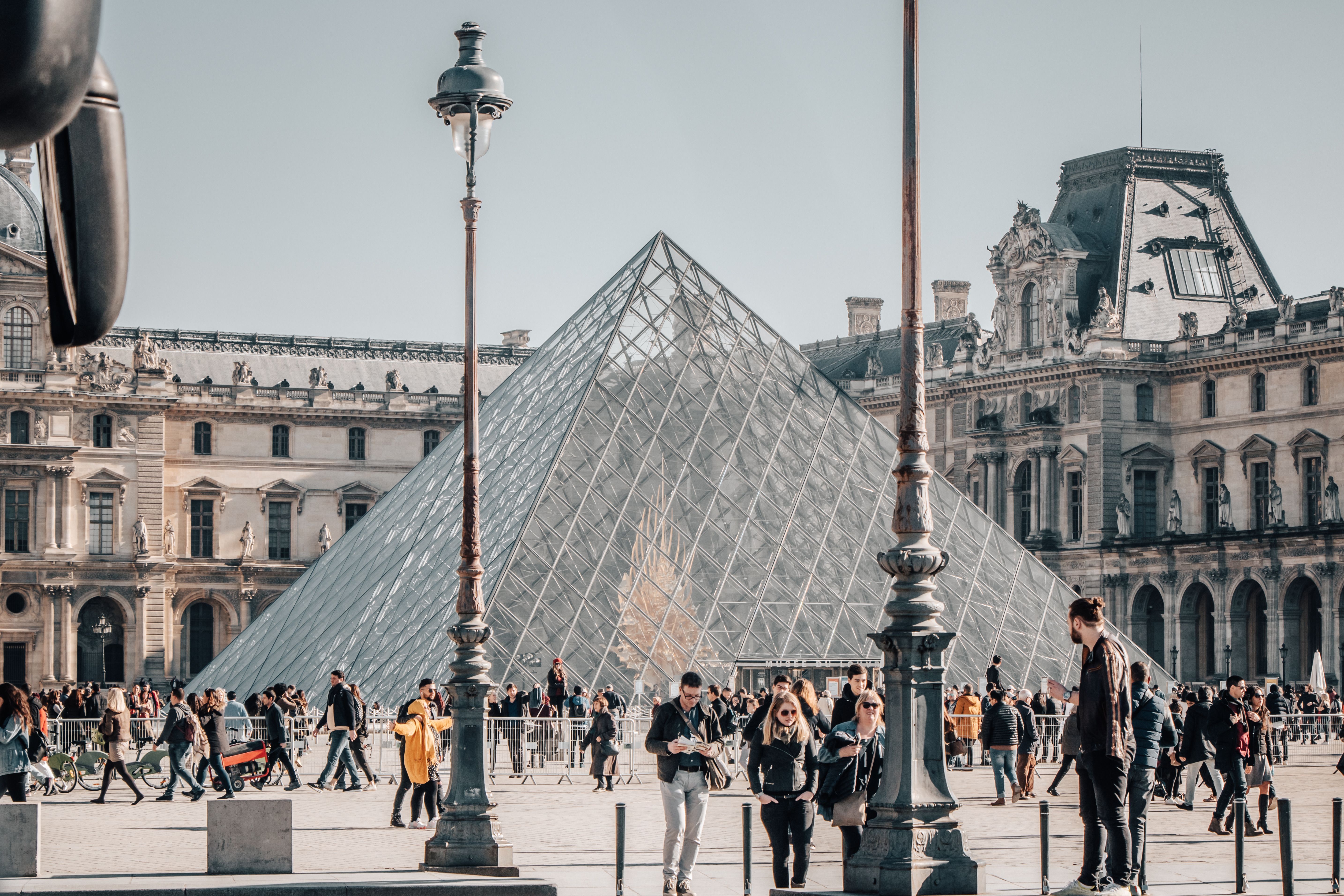 A Crowded Square at the Louvre in Paris, France · Free Stock Photo