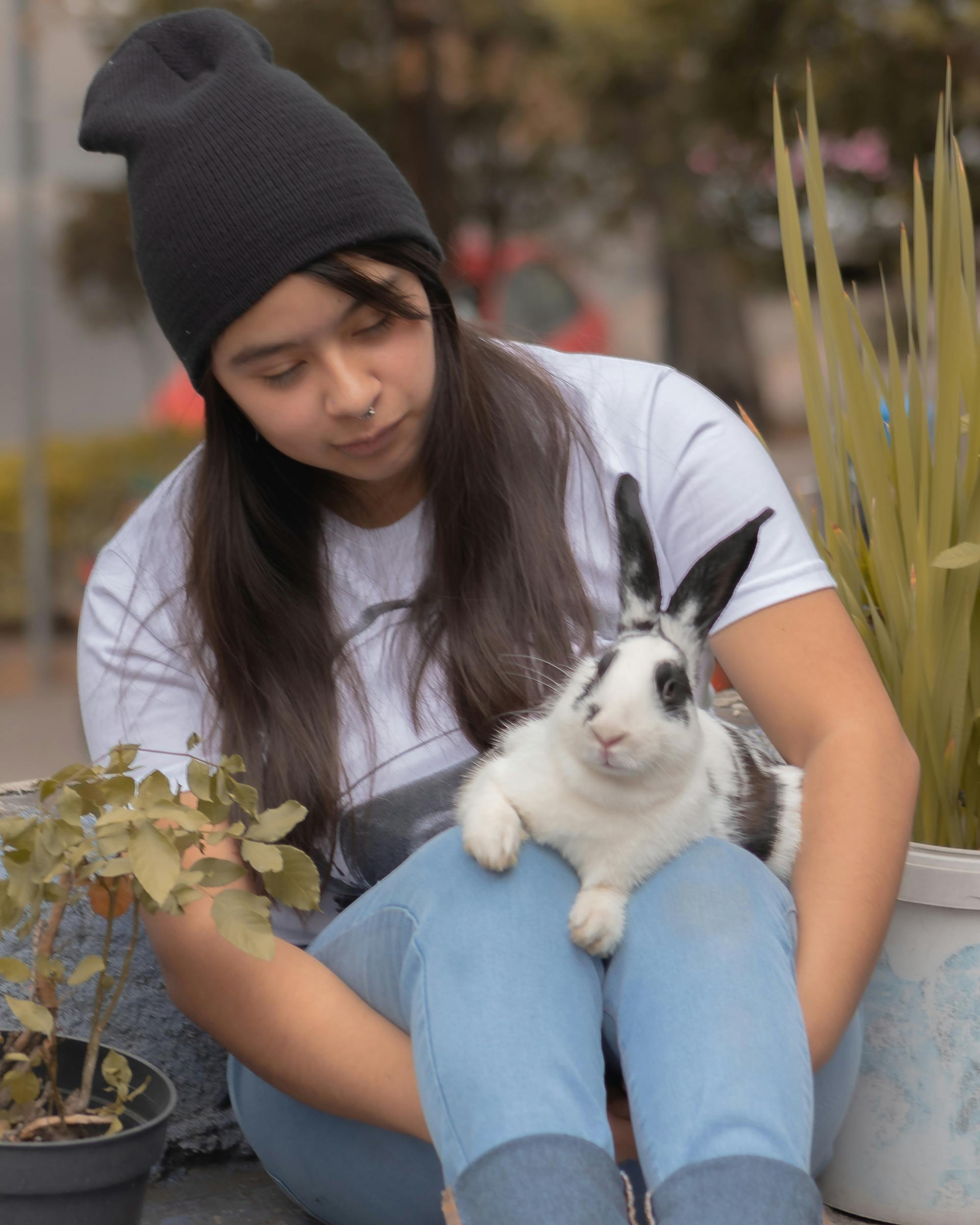 Teenage Girl with a Rabbit on her Lap · Free Stock Photo
