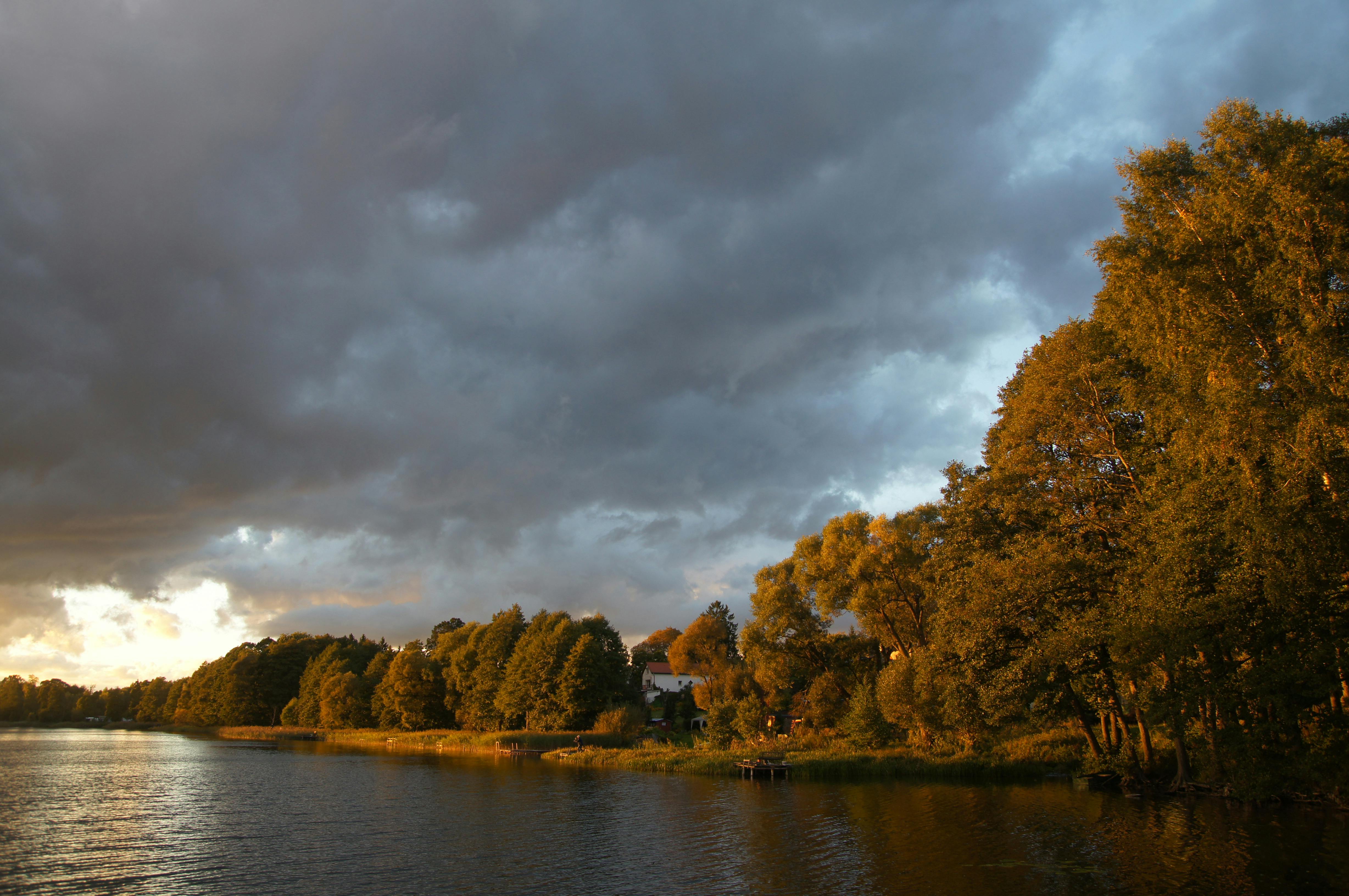 A river with trees and clouds in the sky · Free Stock Photo