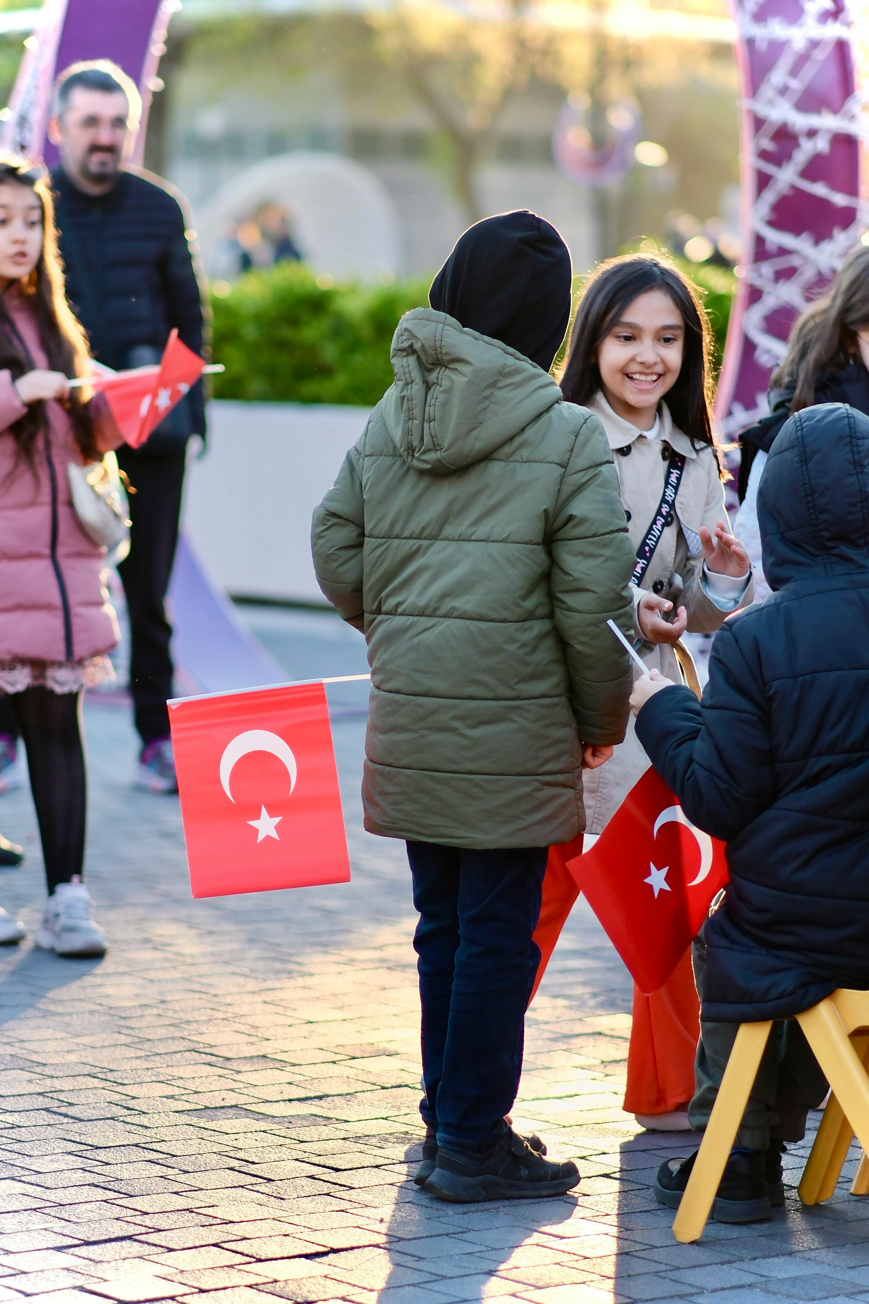 Children in Jackets with Turkish Flags · Free Stock Photo