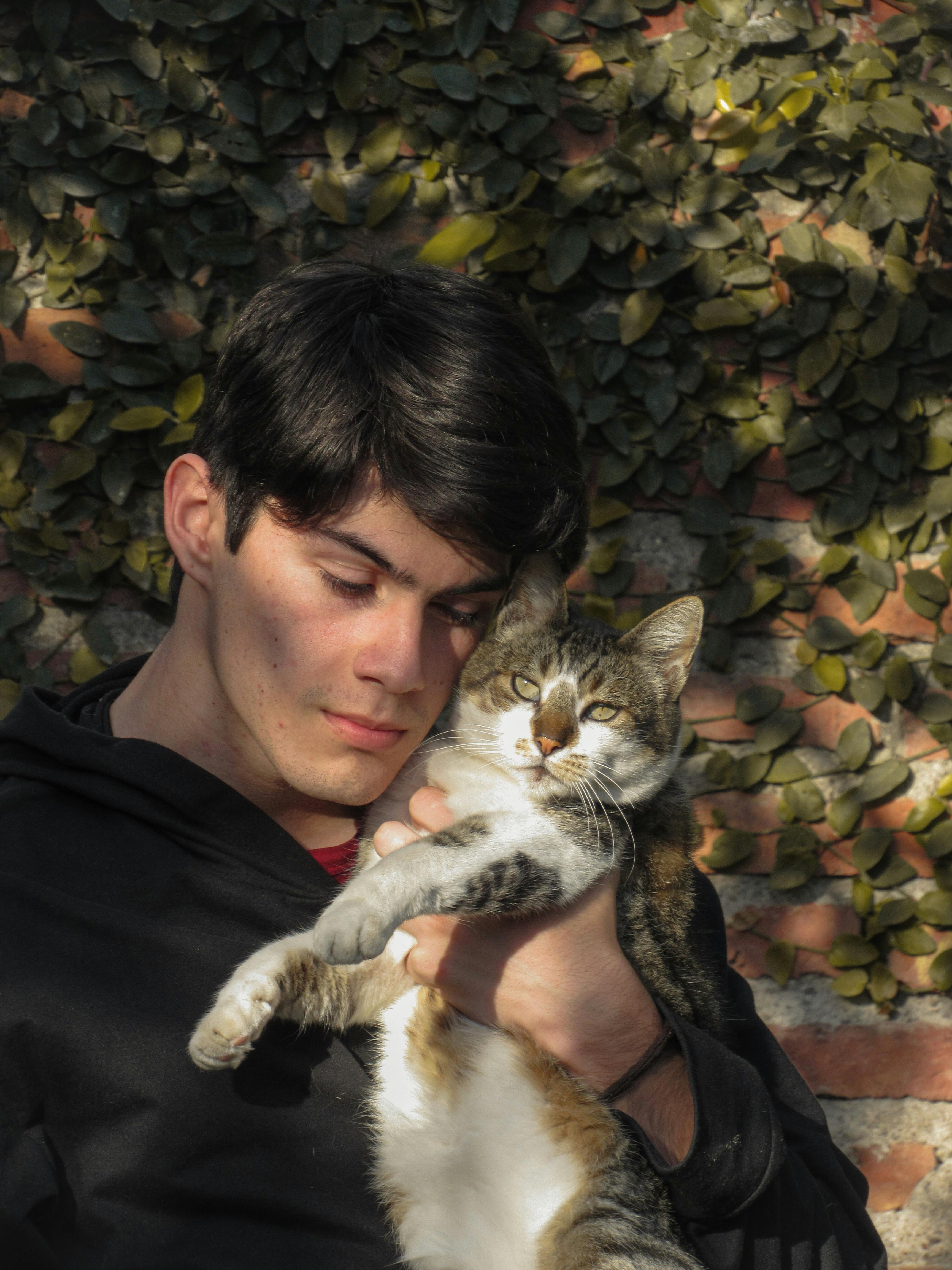 Man Huging a Cat · Free Stock Photo
