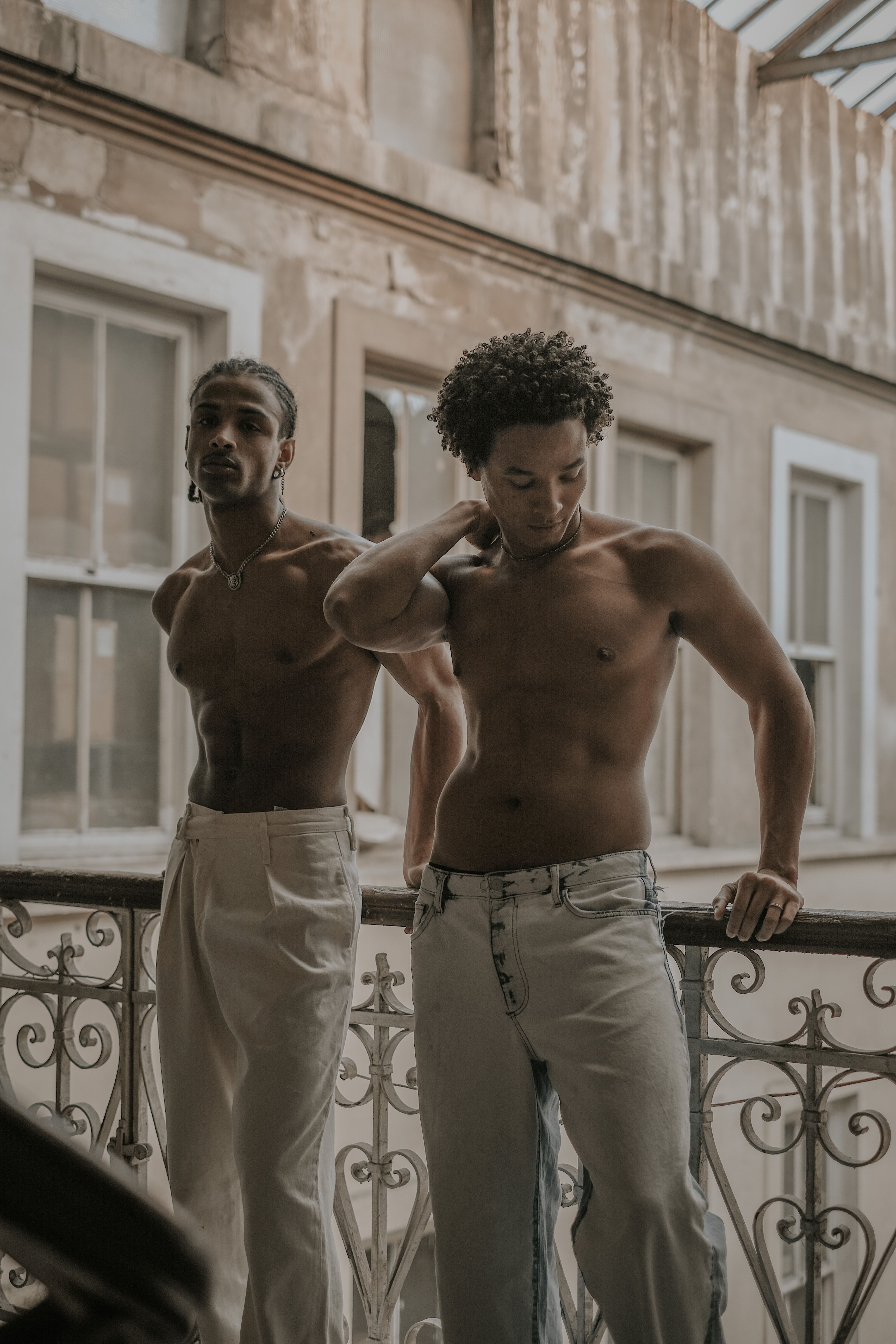 Two Shirtless Models in Pants · Free Stock Photo