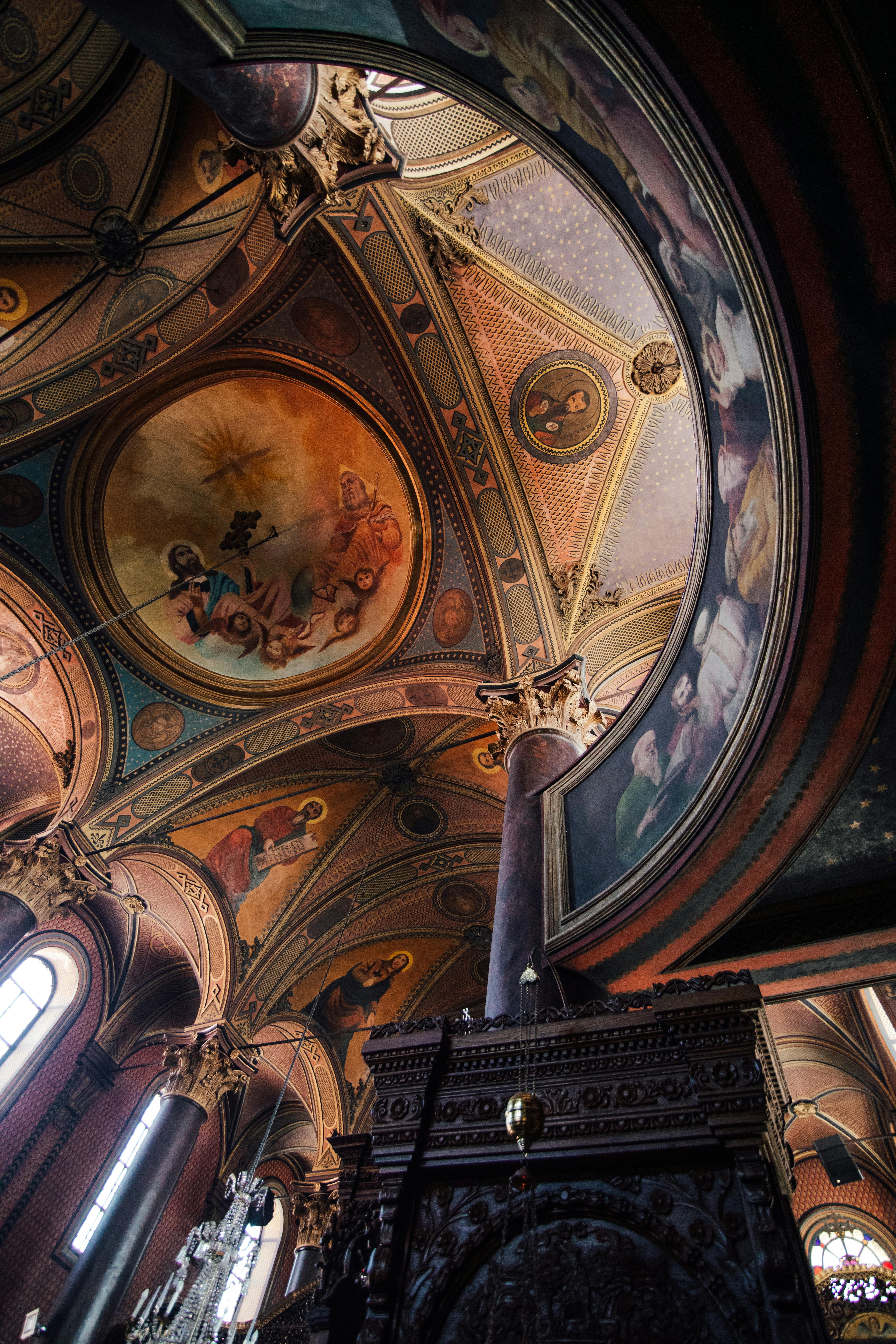 The ceiling of a church with paintings on it · Free Stock Photo