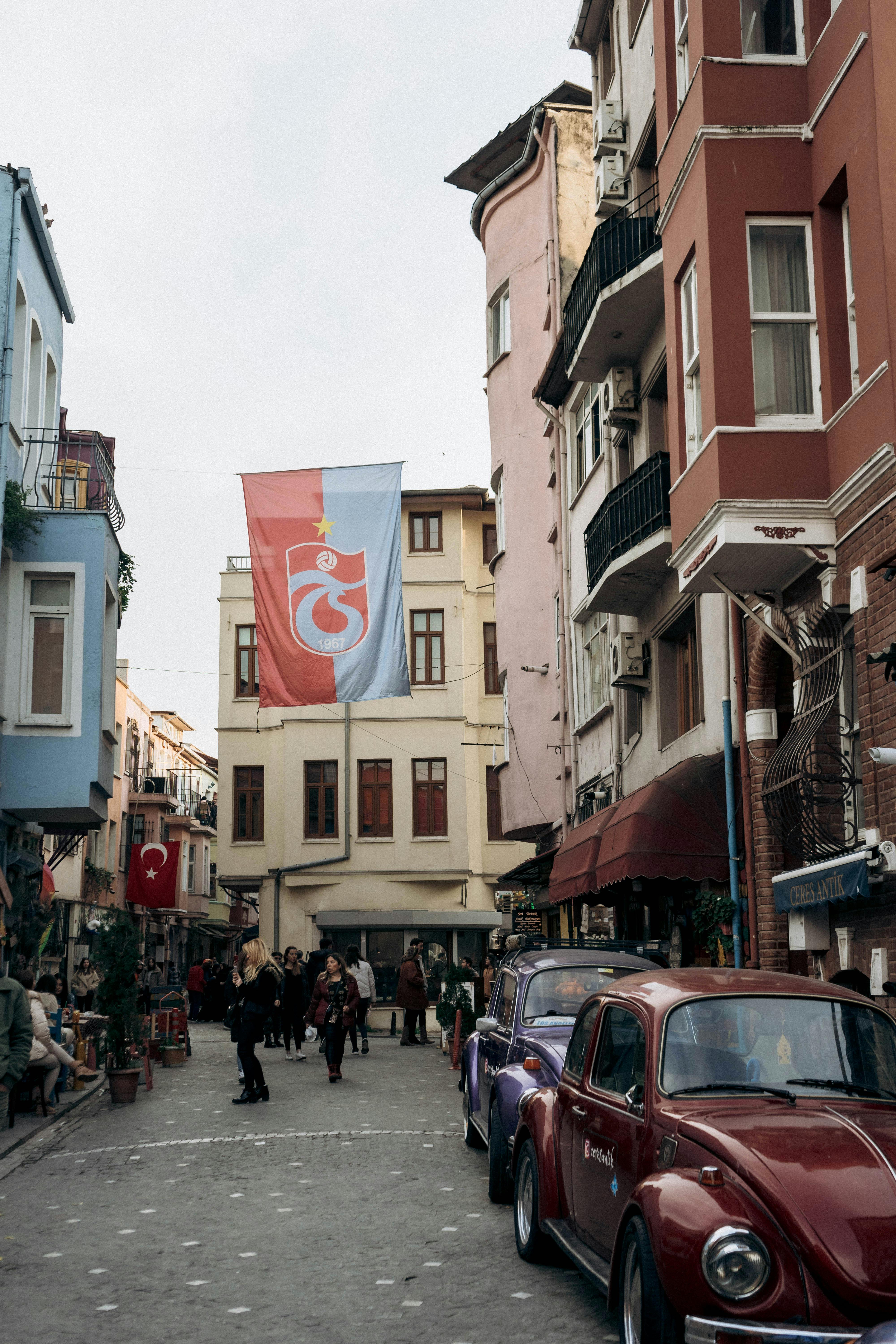 Flag of Trabzonspor over Street in City · Free Stock Photo