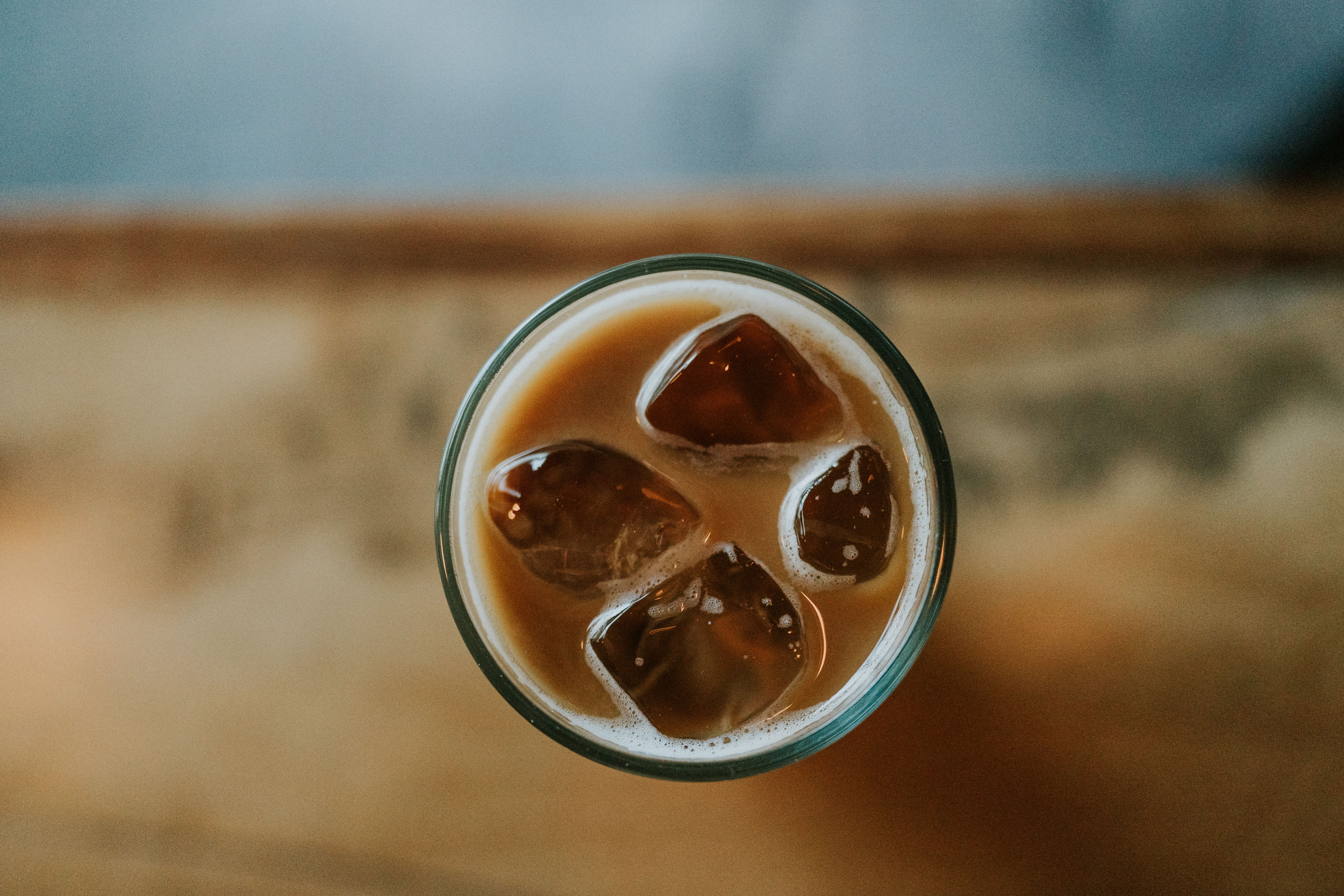 Top View of a Glass with an Iced Coffee · Free Stock Photo