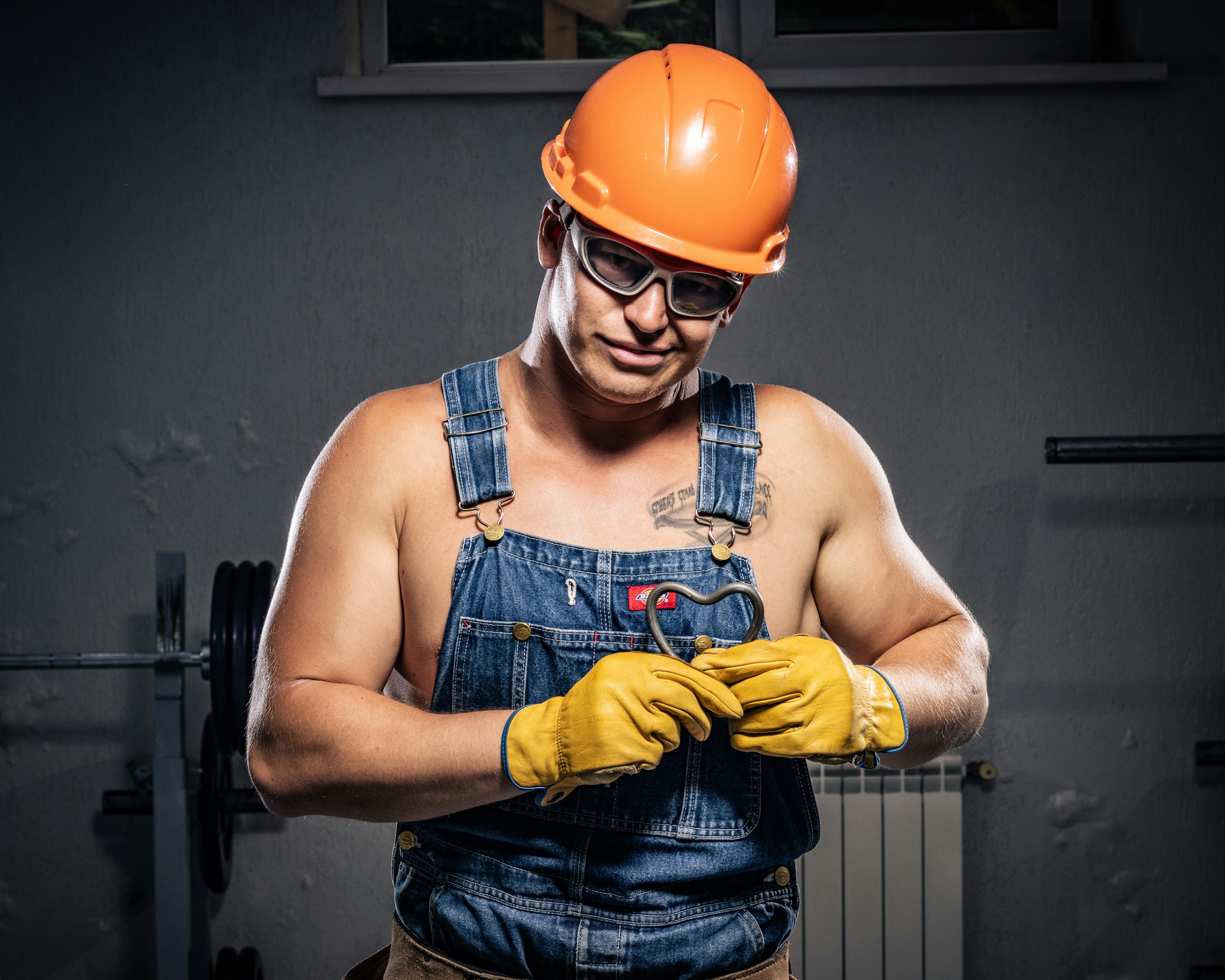 Muscular Construction Worker with Heart Shape · Free Stock Photo