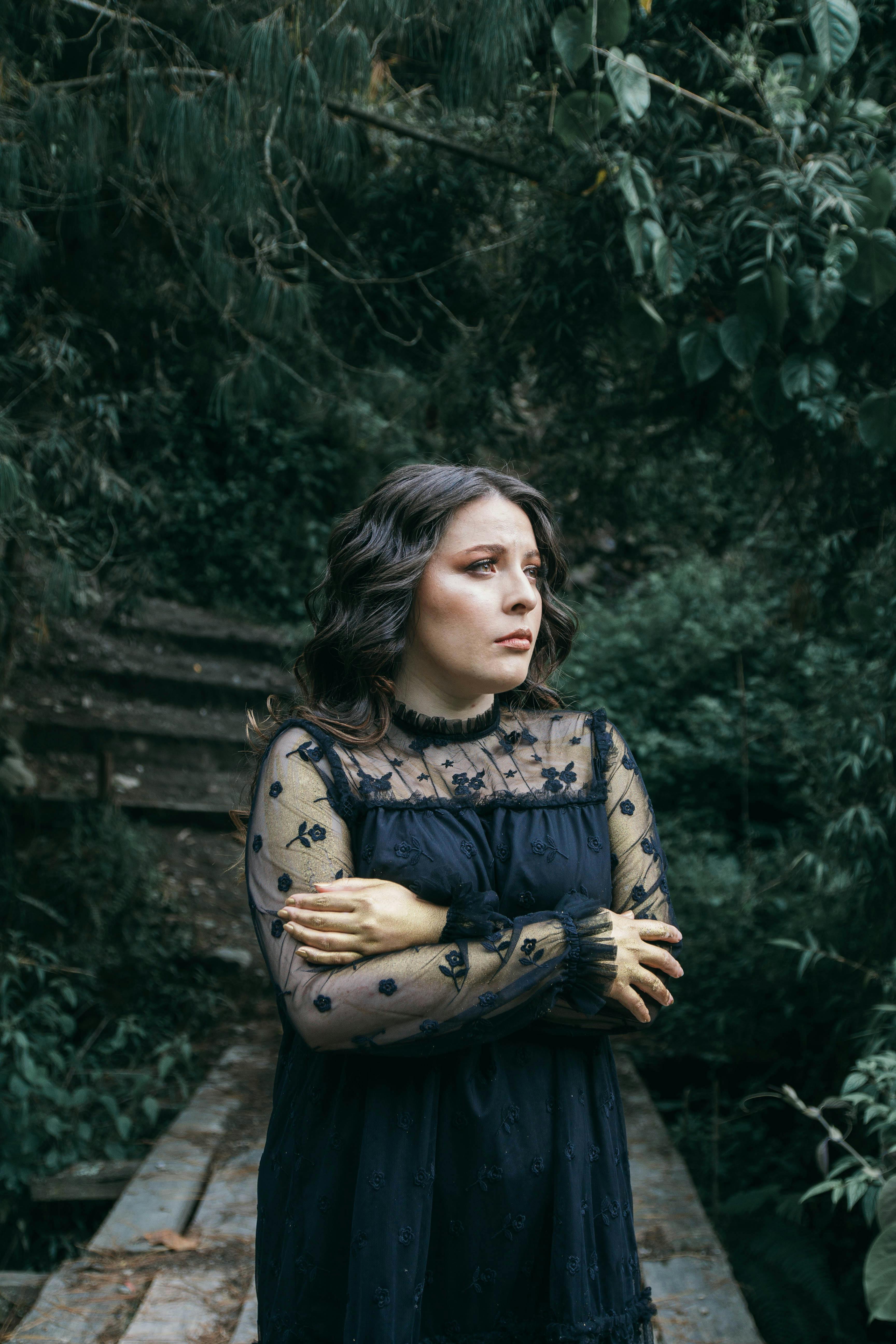 Mourning Woman in Black Dress · Free Stock Photo