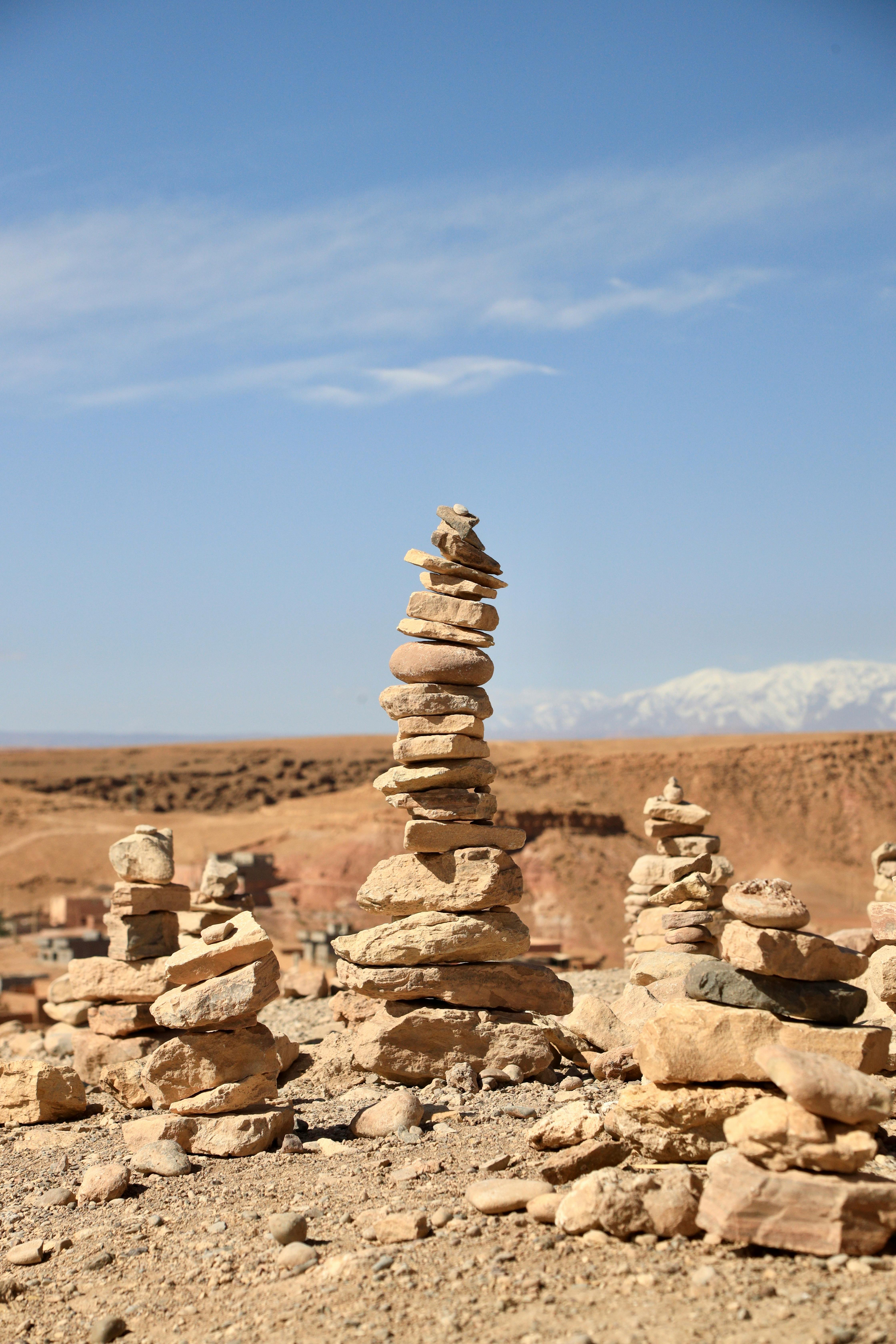 Stacked Stones on Desert · Free Stock Photo