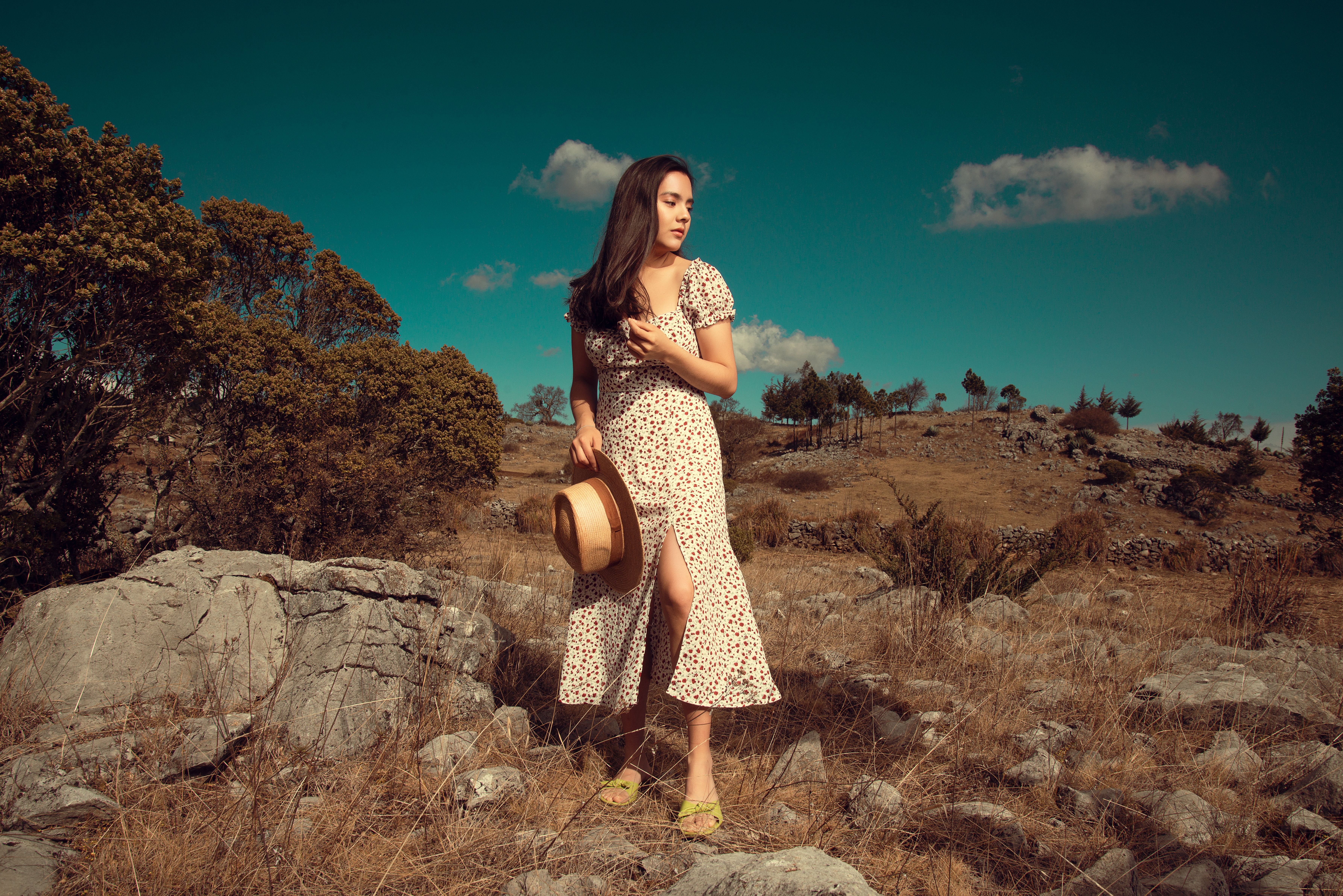 Brunette Woman Posing with Hat · Free Stock Photo
