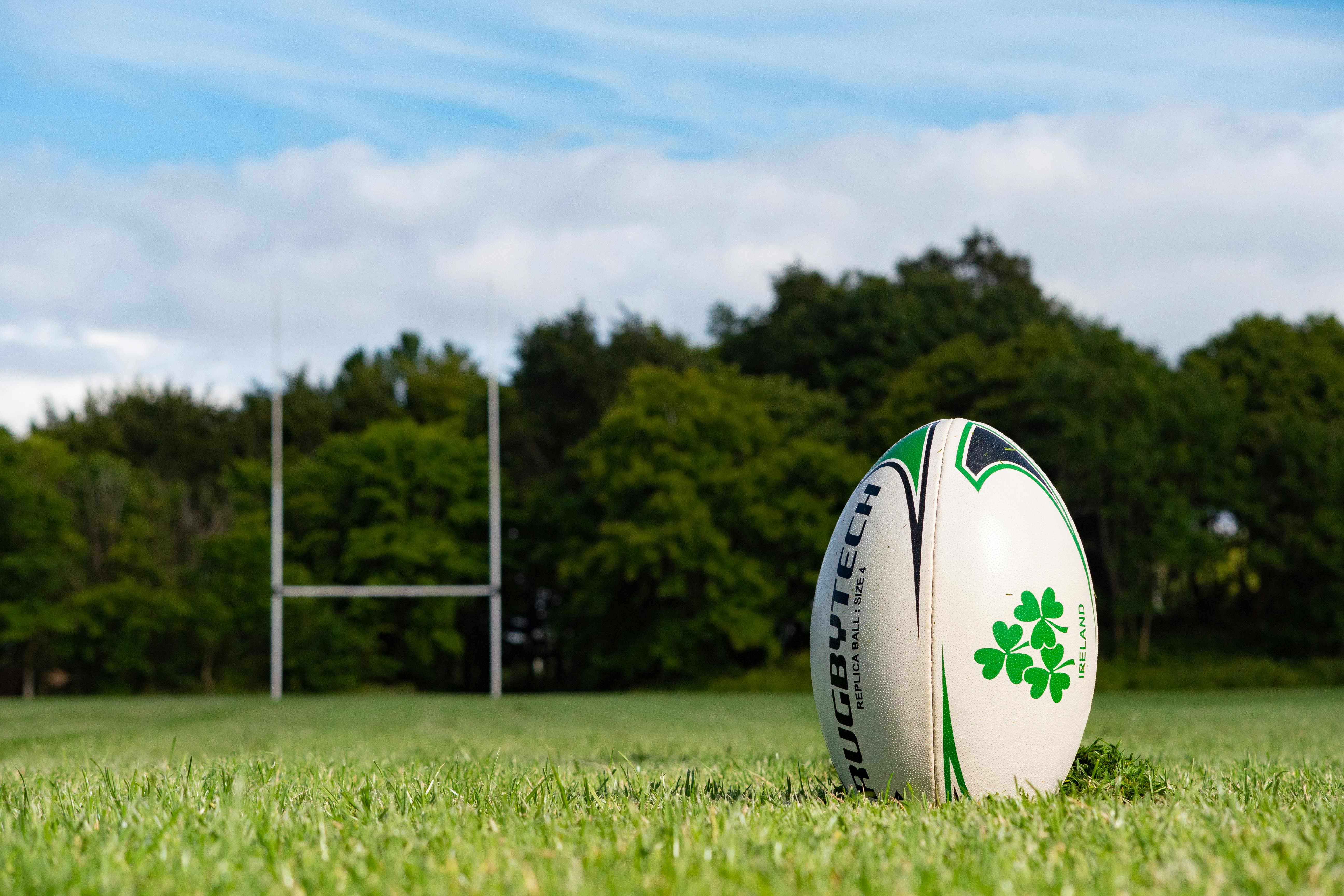 Rugby Ball on Grass Pitch · Free Stock Photo