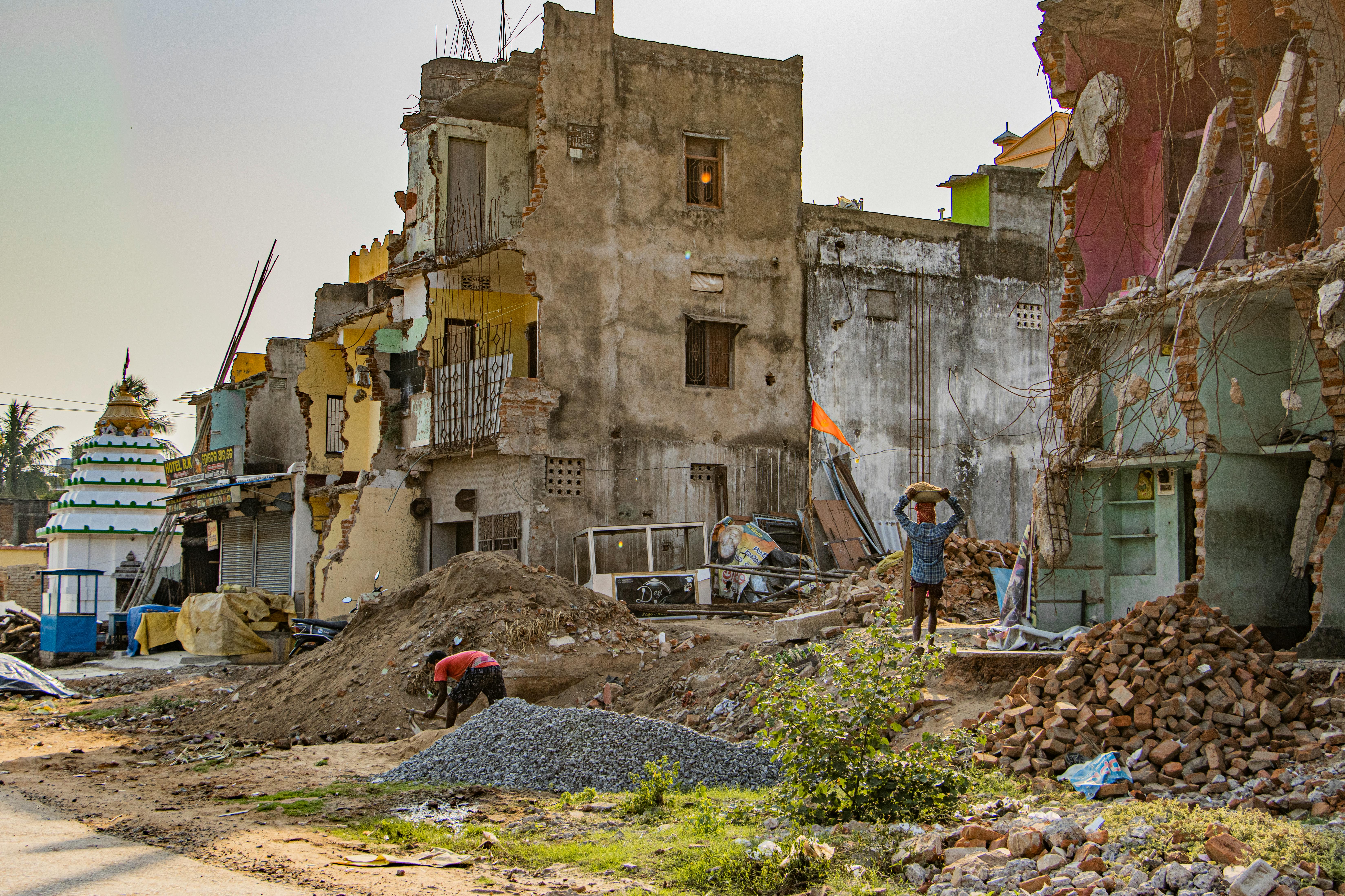 Destroyed Buildings by the Street · Free Stock Photo