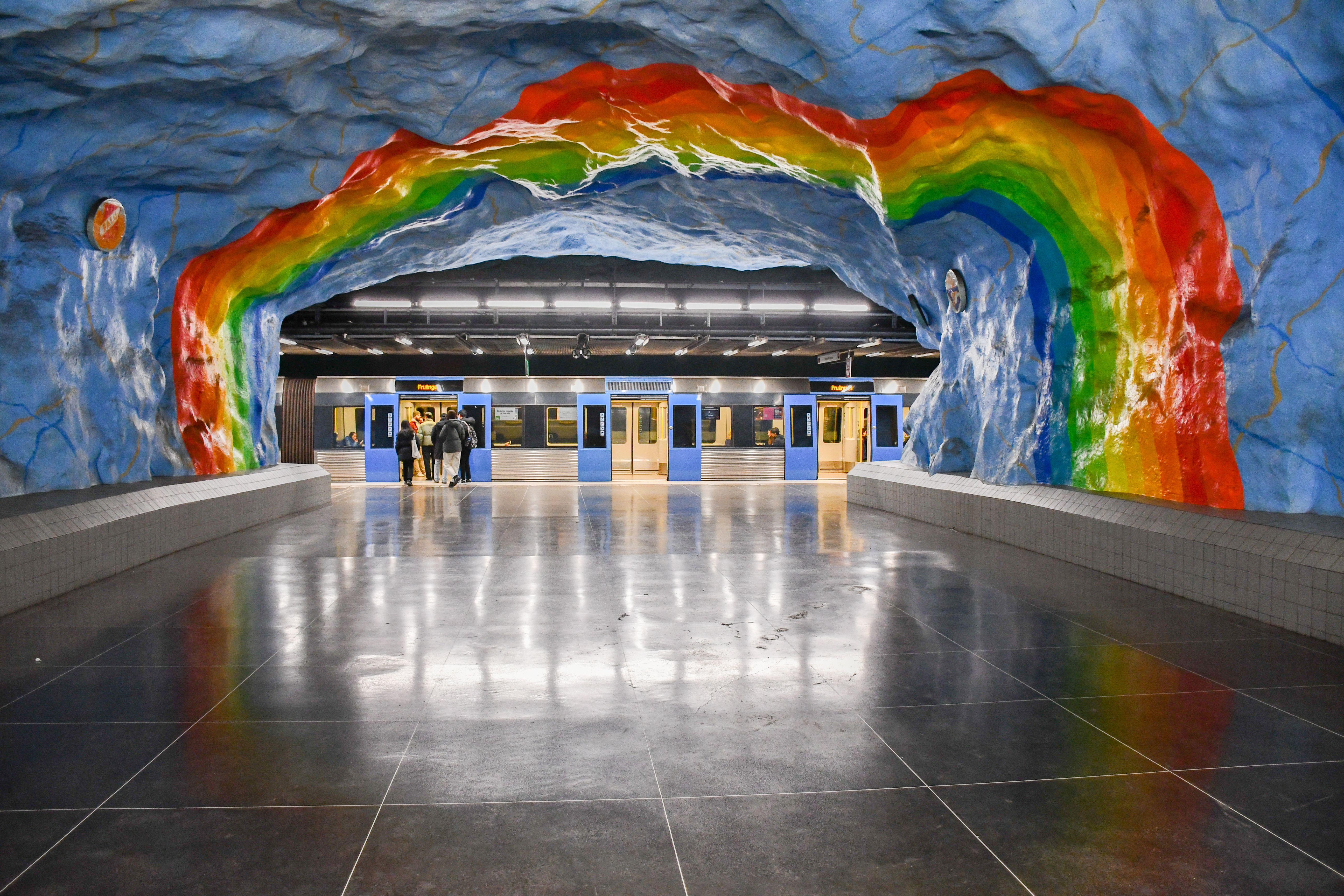 Rainbow on a Bus Stop in Stockholm · Free Stock Photo