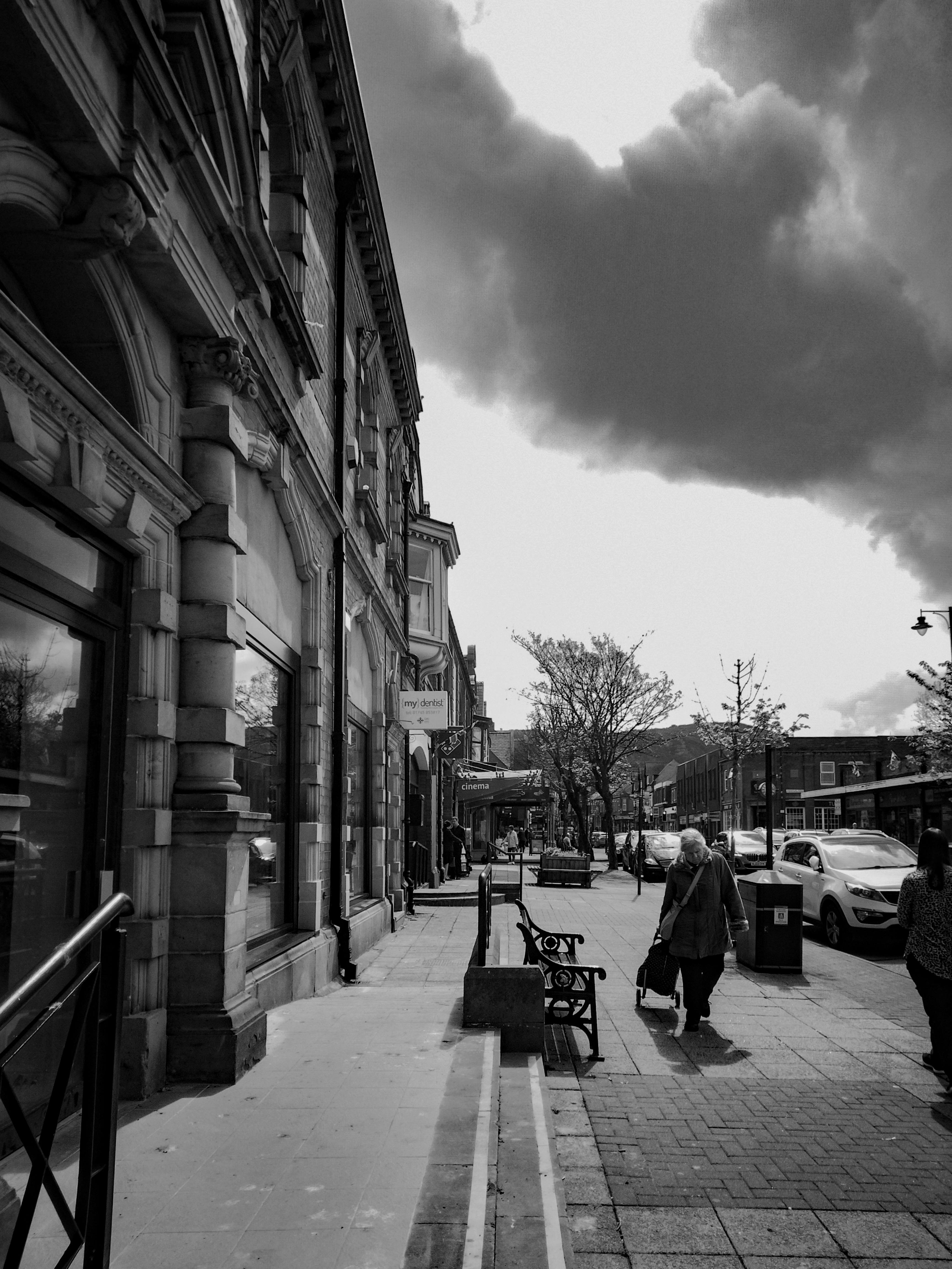 Street Between Tenement Houses with Bay Windows and an Old Factory ...