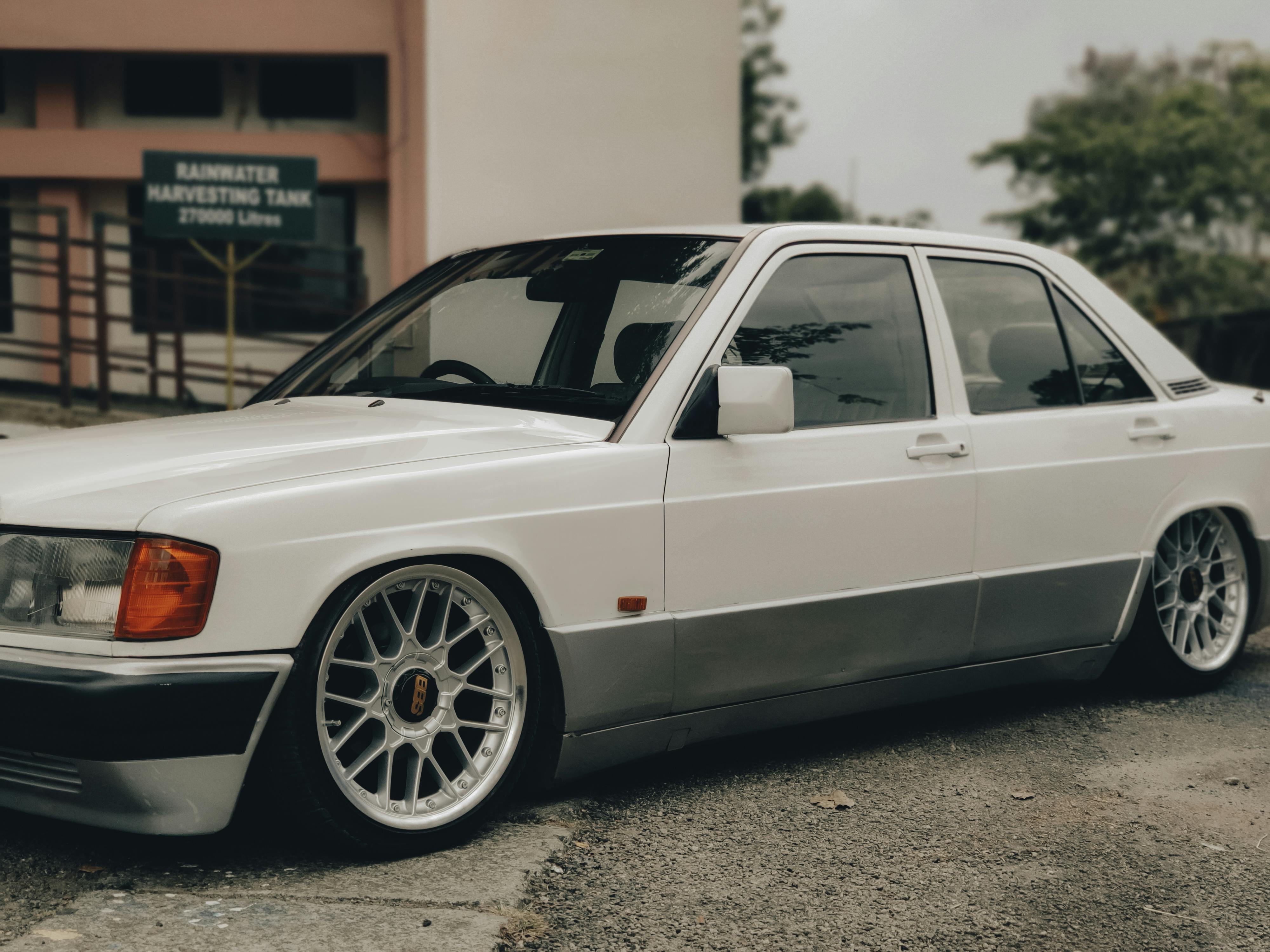 White Mercedes W201 · Free Stock Photo