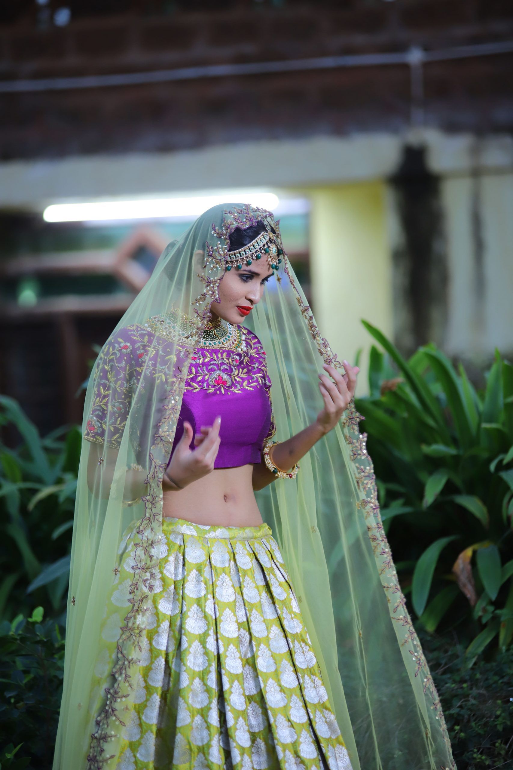 Woman in Traditional Glamour Dress and Long Veil · Free Stock Photo