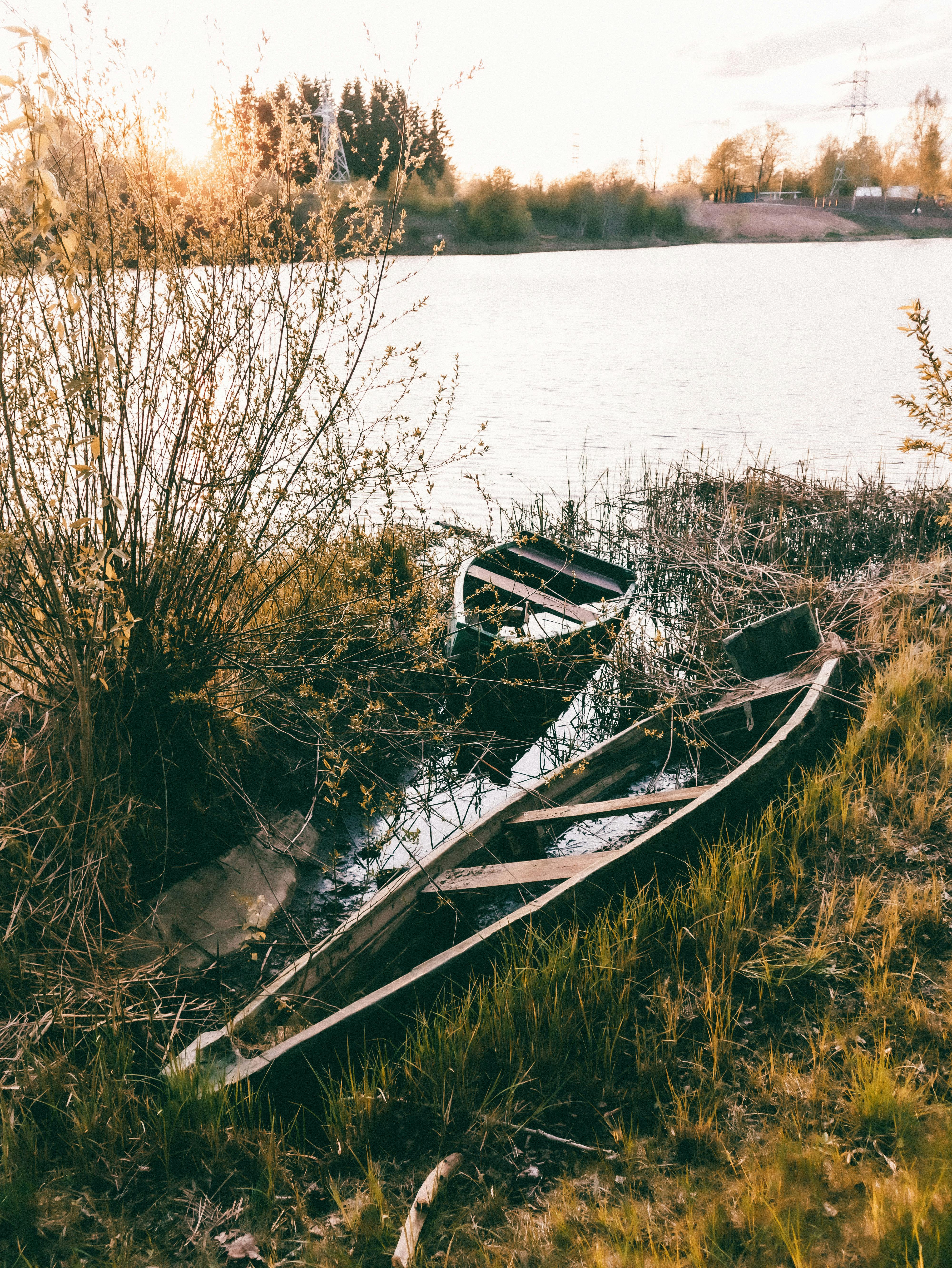 Wooden Rowboats by River · Free Stock Photo