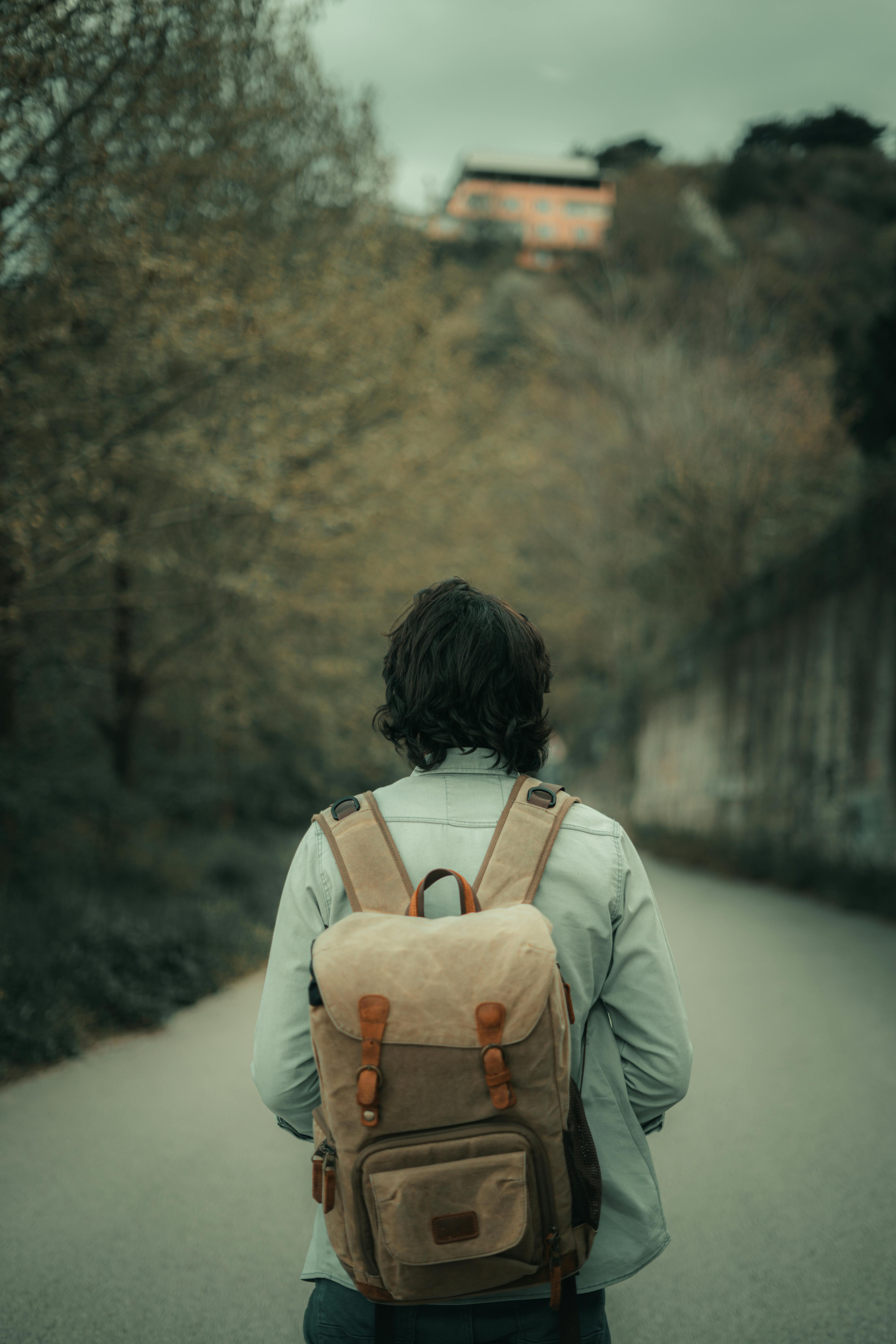 Back of a Man Saluting in the Middle of the Road Leading to the ...