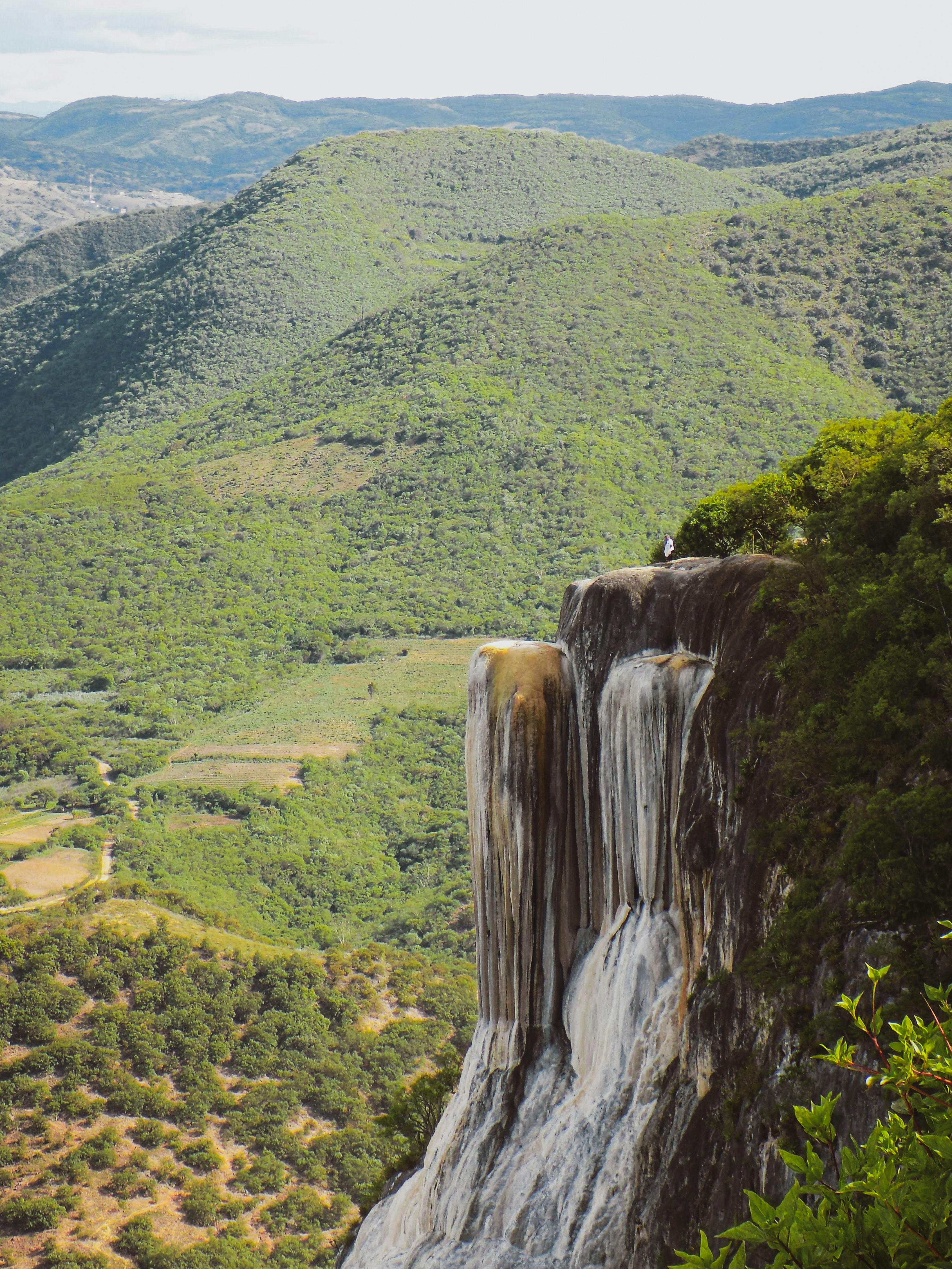 Waterfall on Cliff Against Mountainside · Free Stock Photo