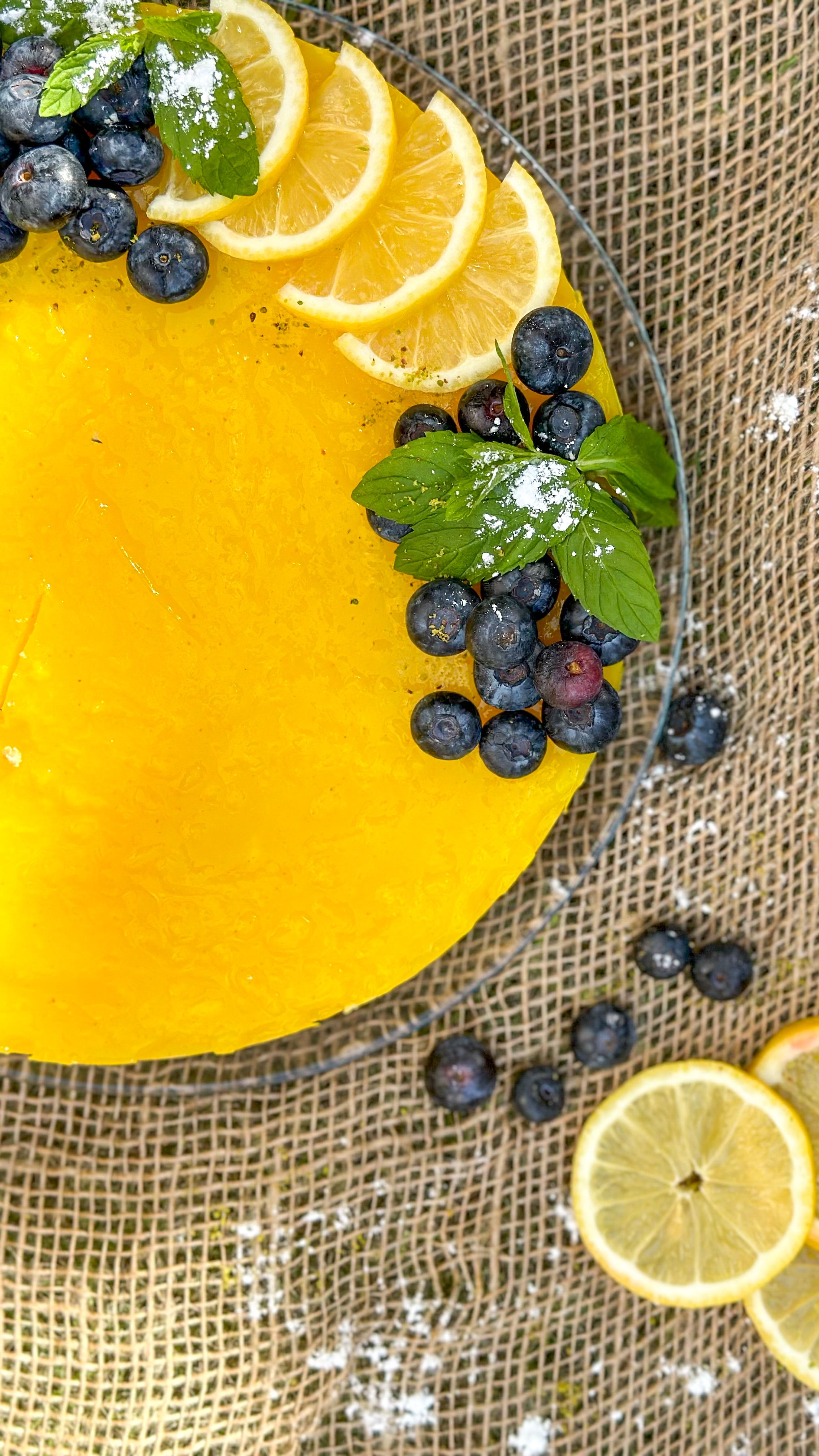 Lemon Cake Topped with Lemon Slices and Blueberries · Free Stock Photo