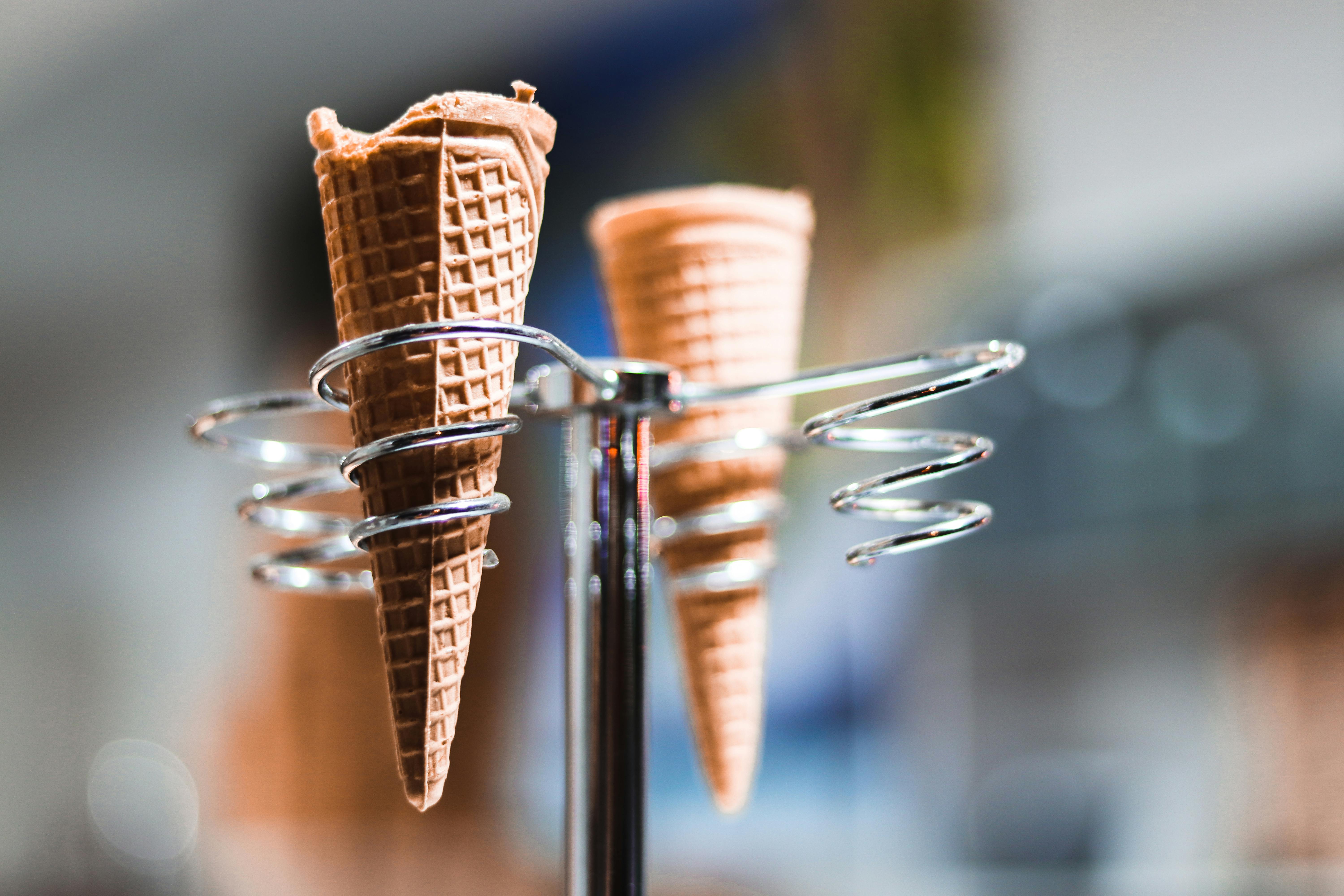 Two Ice Cream Cones On Stand · Free Stock Photo