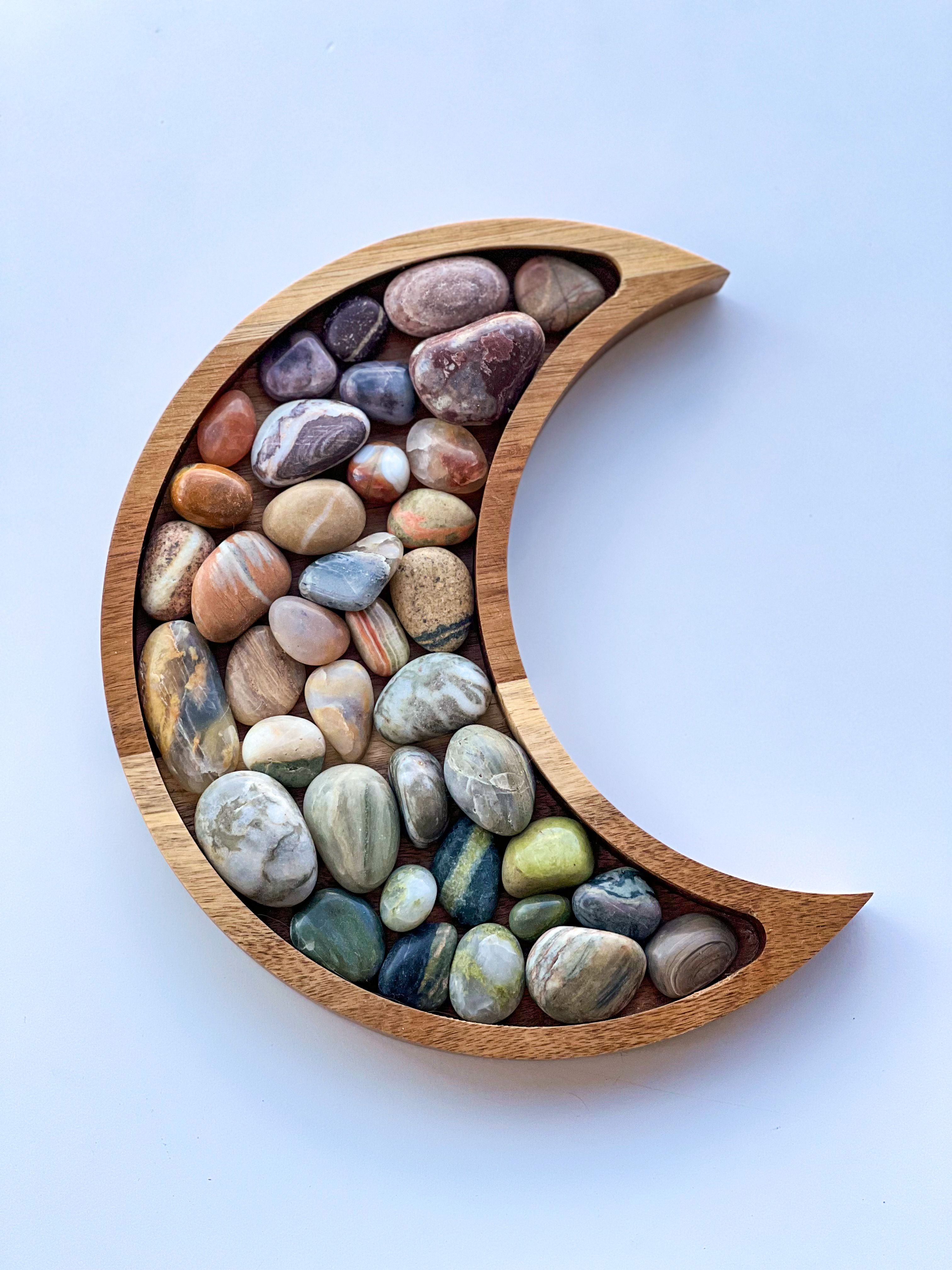 Collection of Colorful Pebbles in a Wooden Box in the Shape of a ...