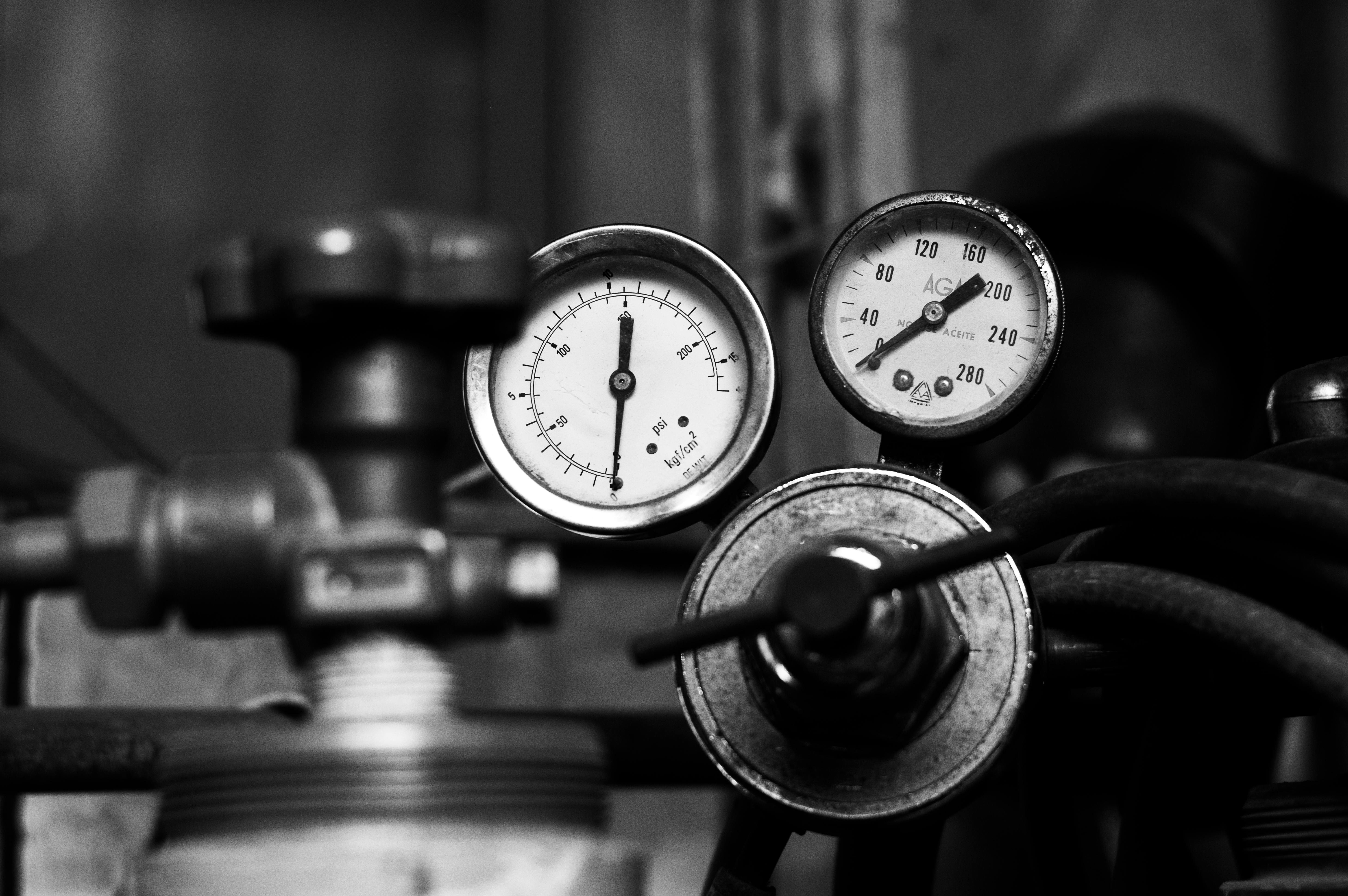 close up of pressure gauges · Free Stock Photo