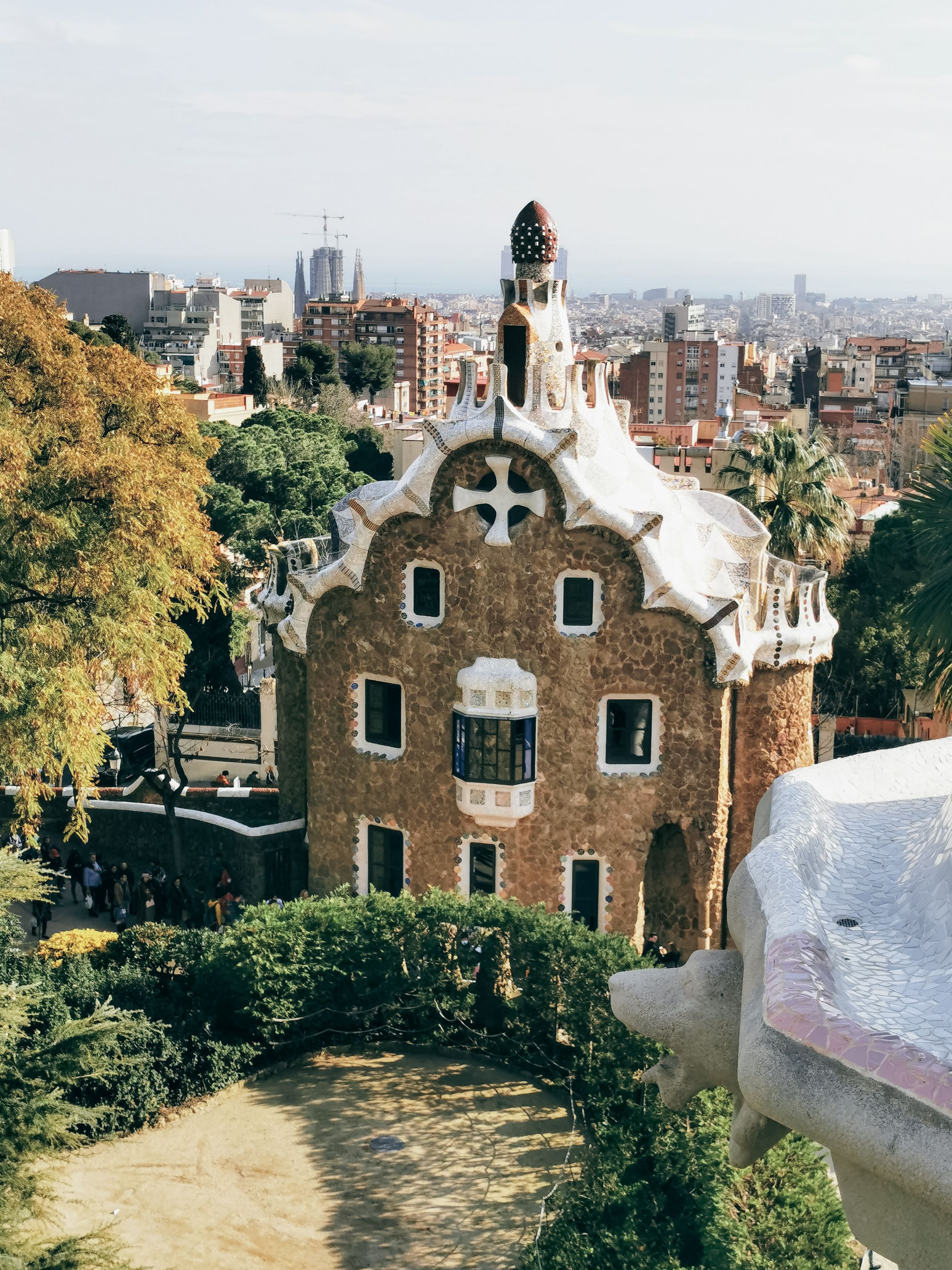 Park Guell with Casa de Guarda in Barcelona · Free Stock Photo