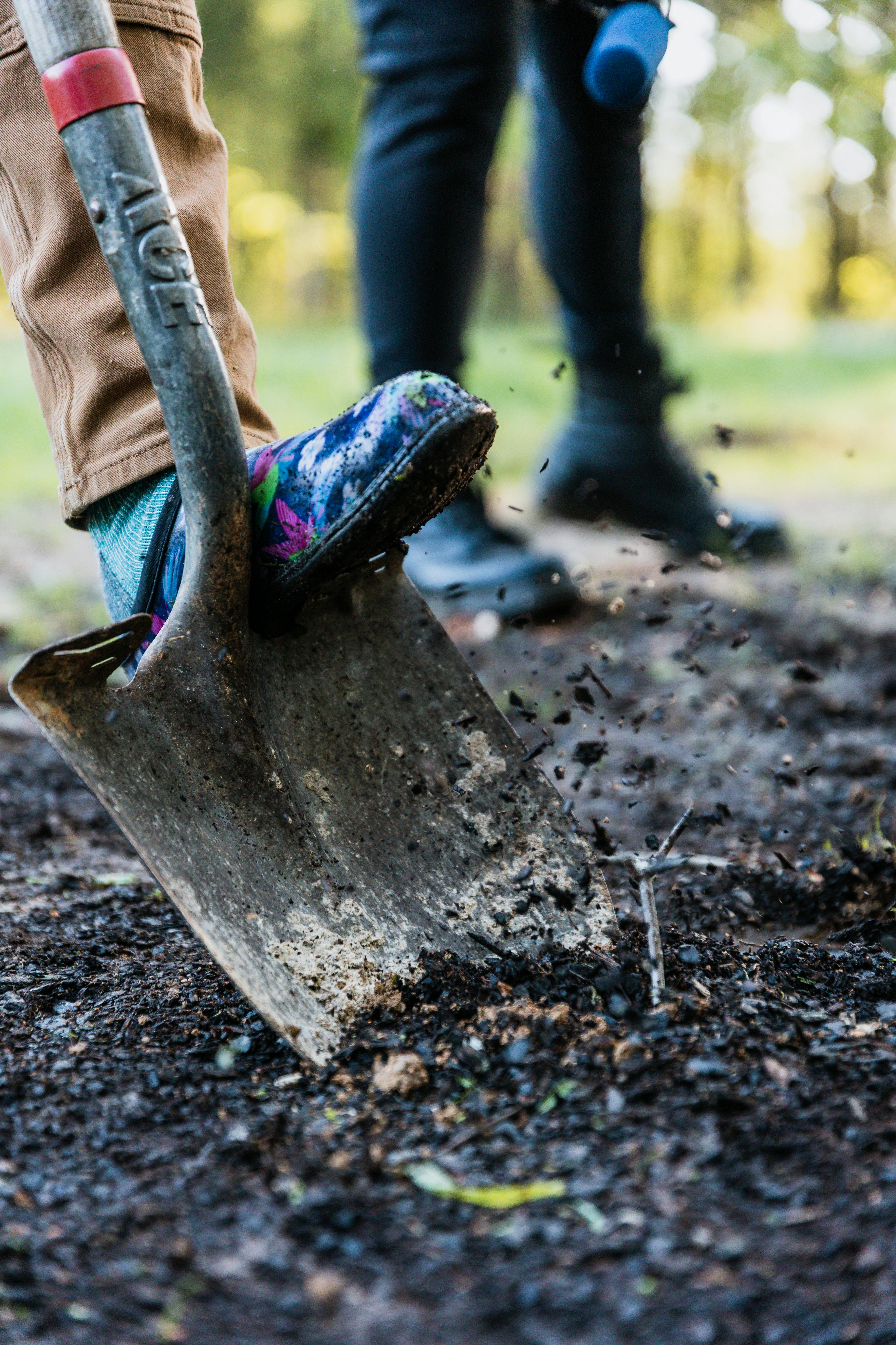 Person Digging on Soil Using Garden Shovel · Free Stock Photo
