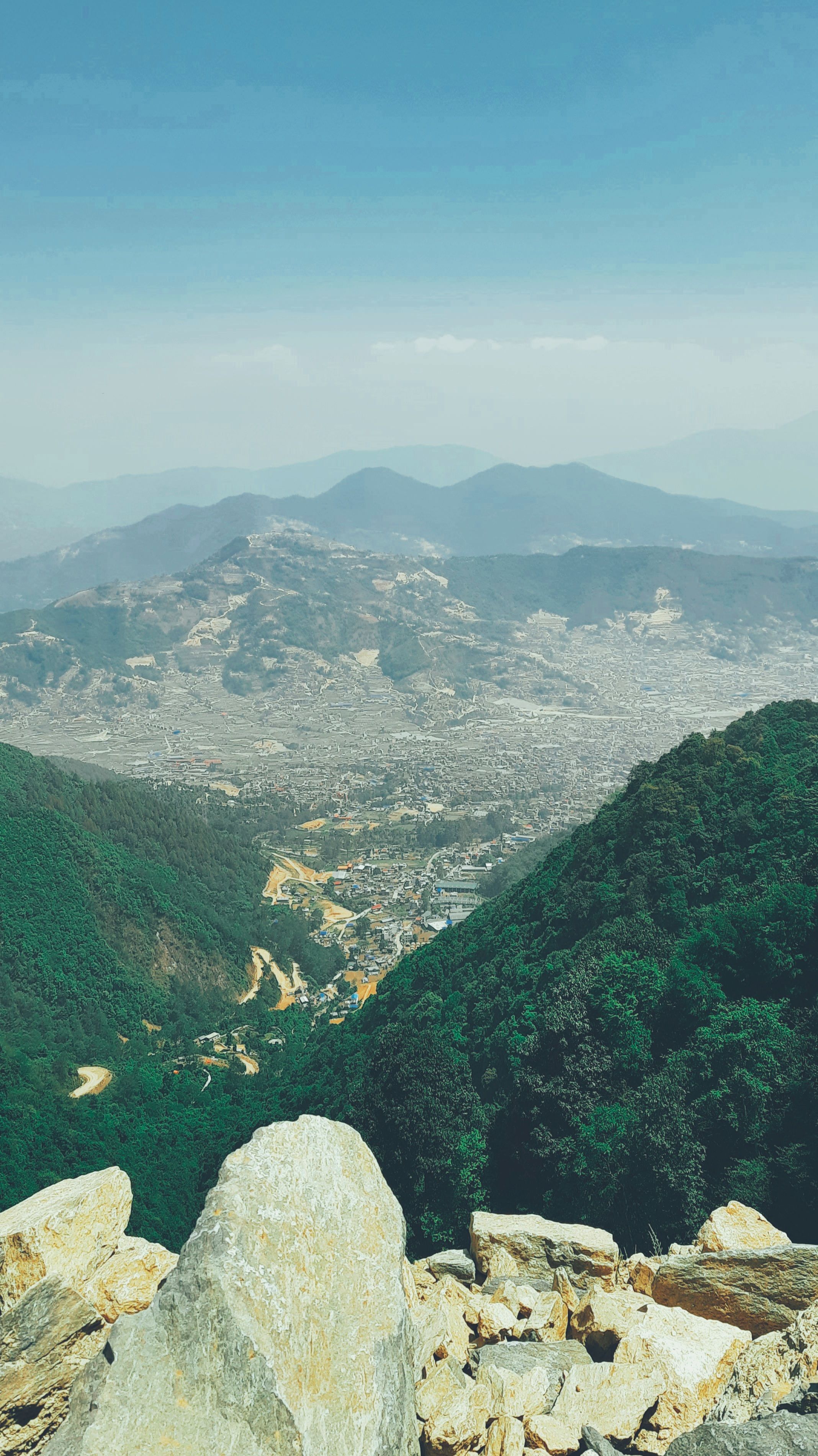 Rocks over Forest and Town in Valley · Free Stock Photo