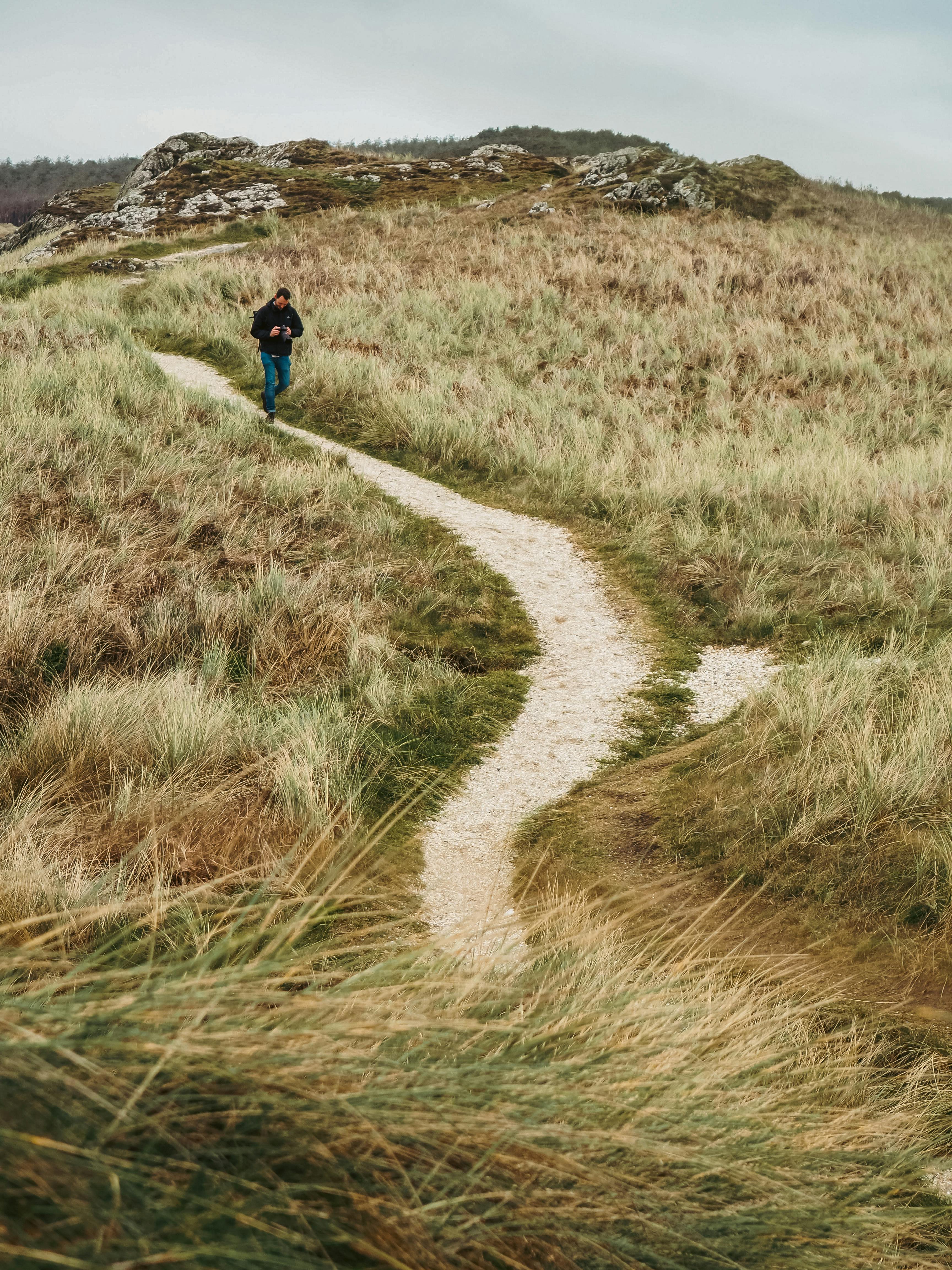 Man on a Path on a Field · Free Stock Photo