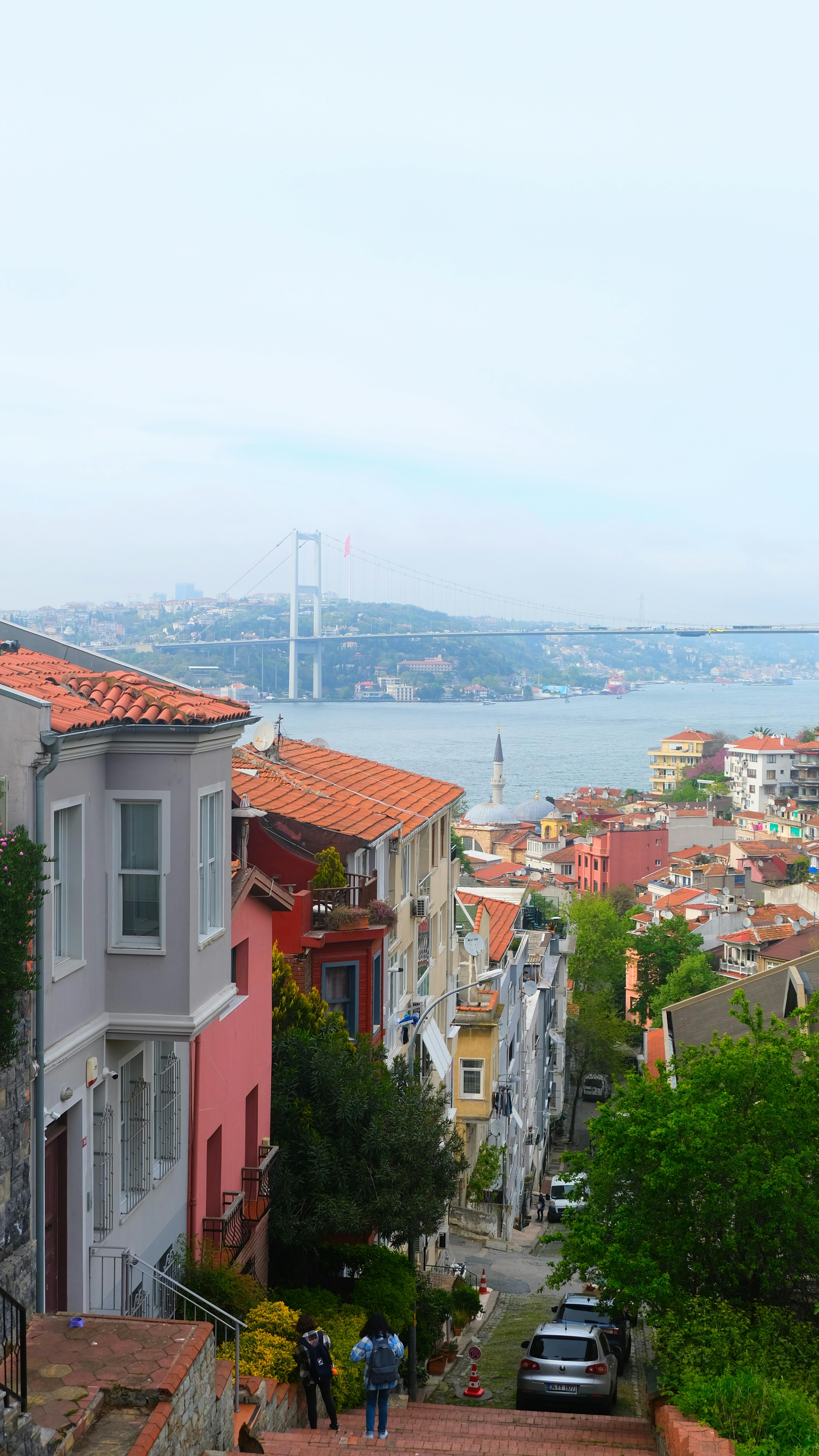 Bosphorus and Istanbul Buildings behind Woman in Beret · Free Stock Photo