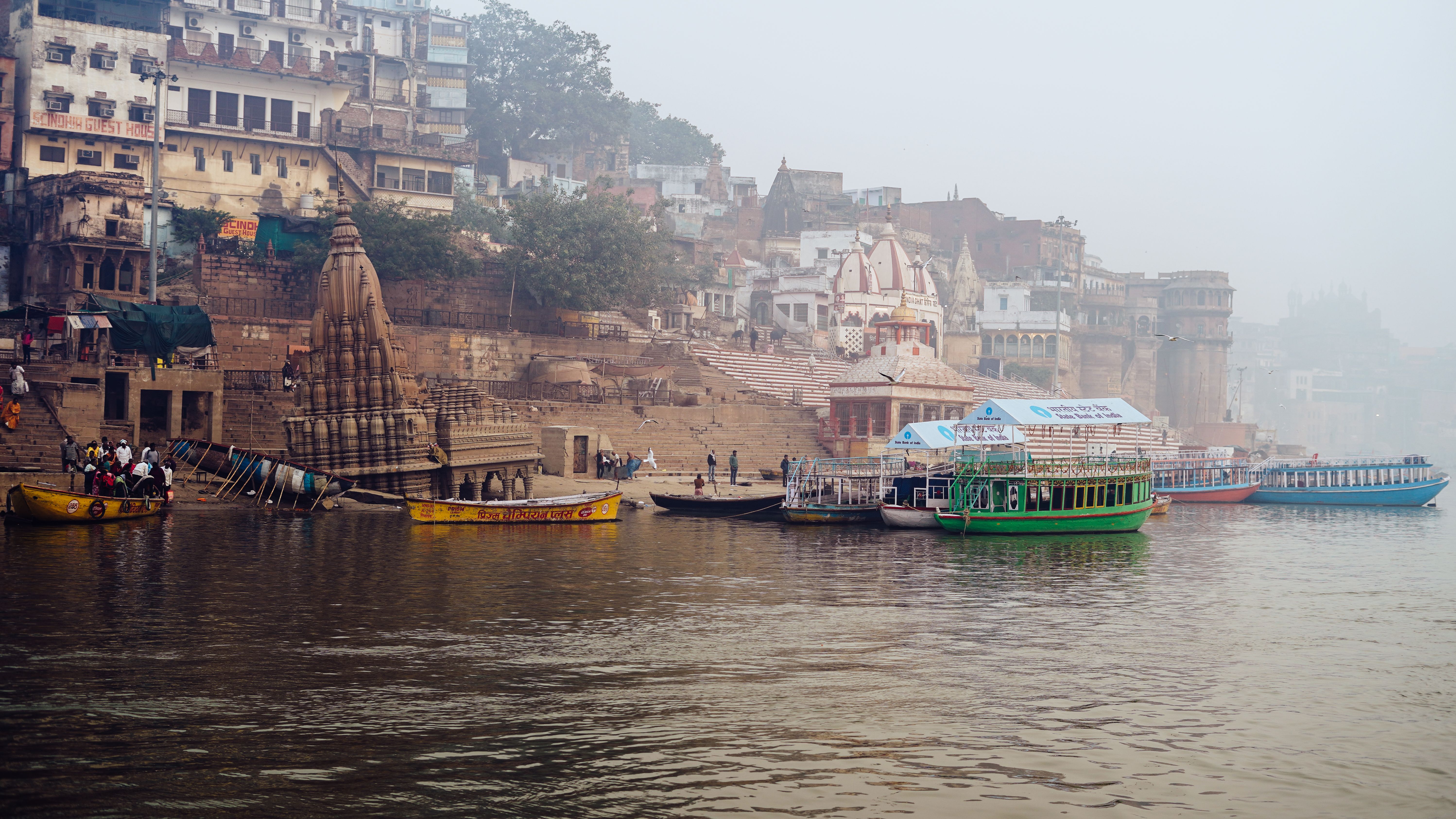 Waterfront Buildings in Varanasi by the Ganges, India · Free Stock Photo
