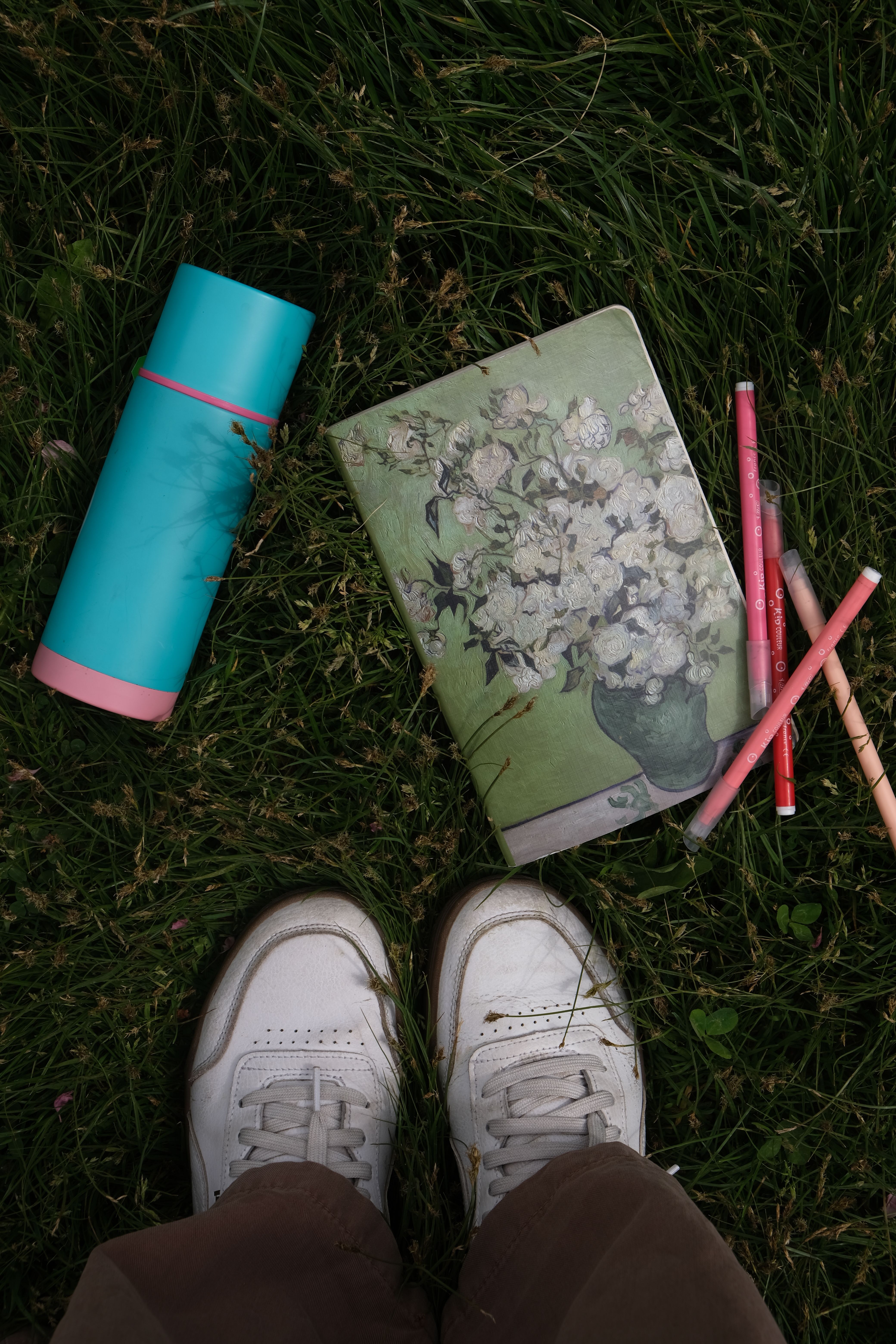 Point of View Photo of a Sketchbook and Pencils on the Ground · Free ...