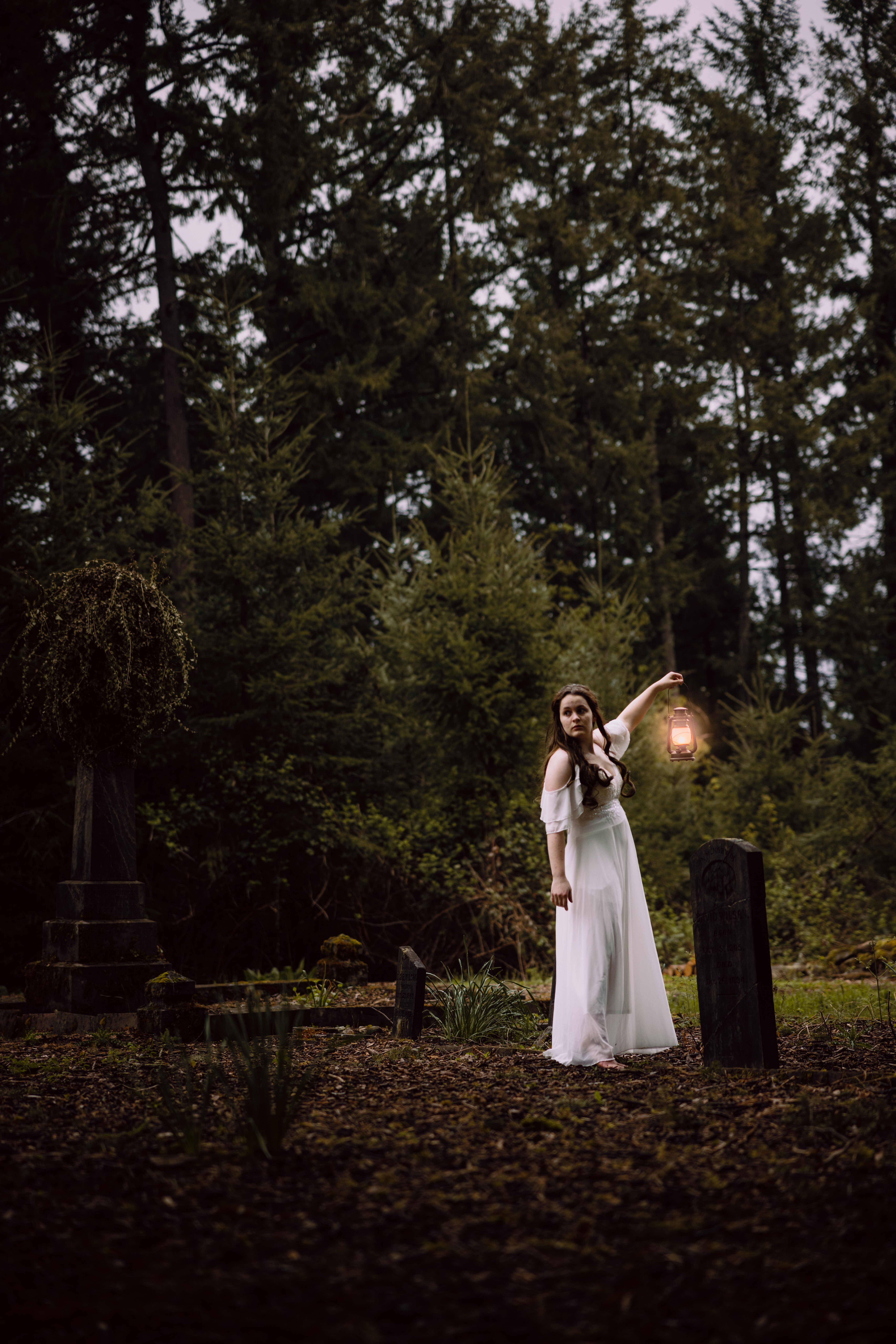 Woman in Wedding Dress Posing with Lamp · Free Stock Photo