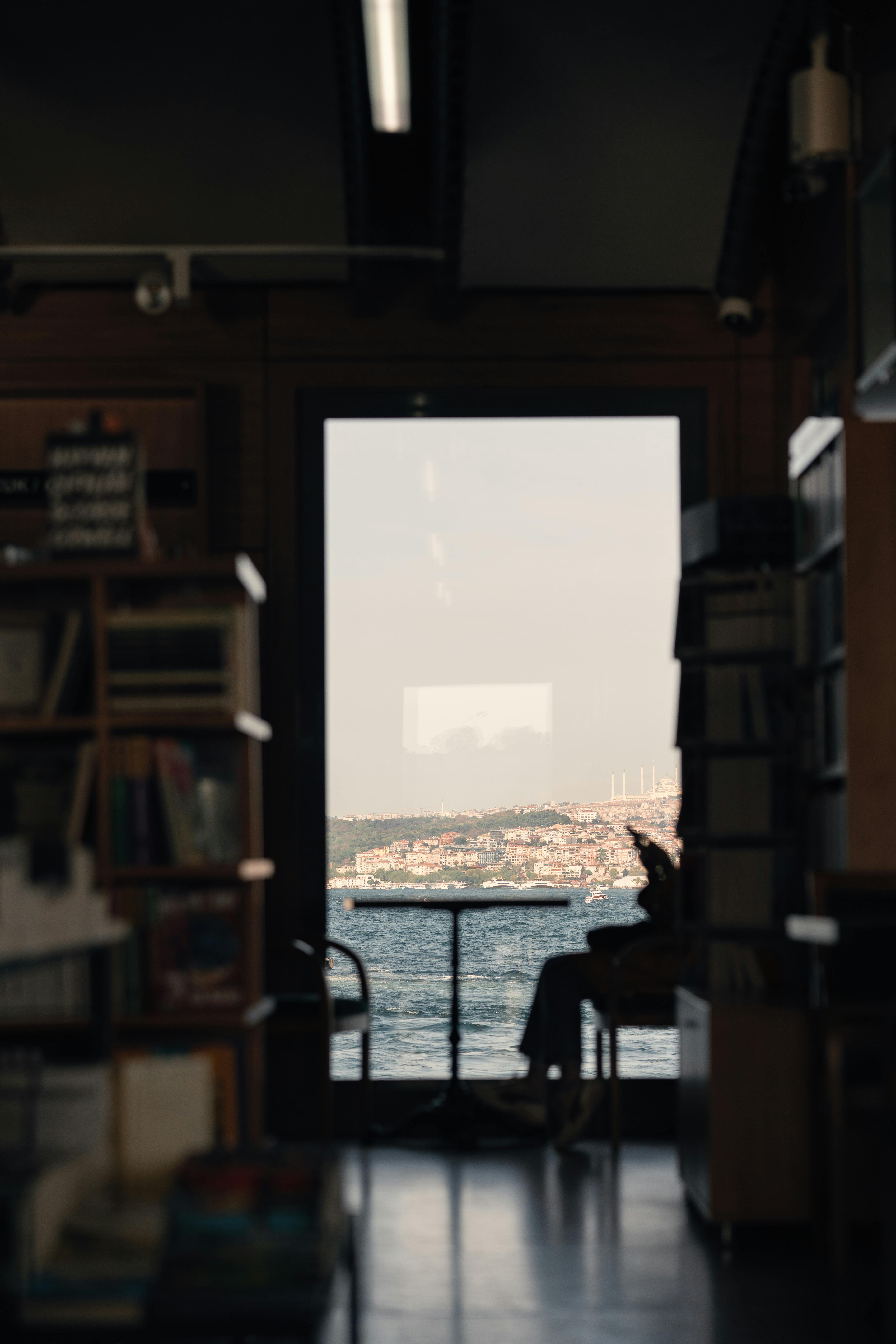 Person Sitting near Window with Istanbul behind · Free Stock Photo
